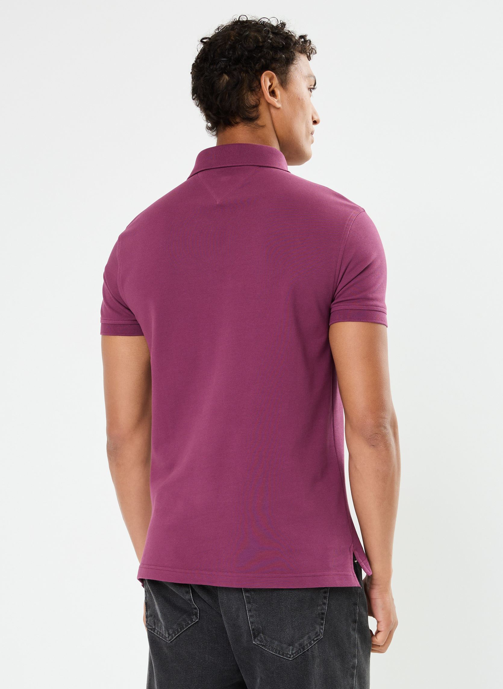 Polos de manga corta 1985 Slim Polo hombre violeta Tommy Hilfiger ...