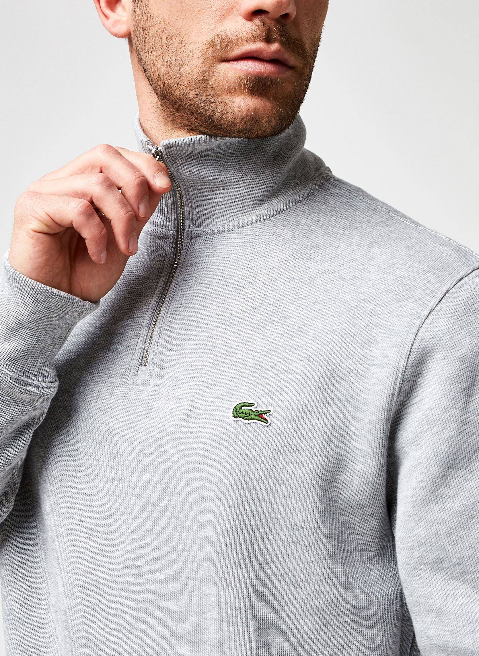 Lacoste Sweats Pull - ML Demi-Zip SH1927 homme gris | Sarenza France