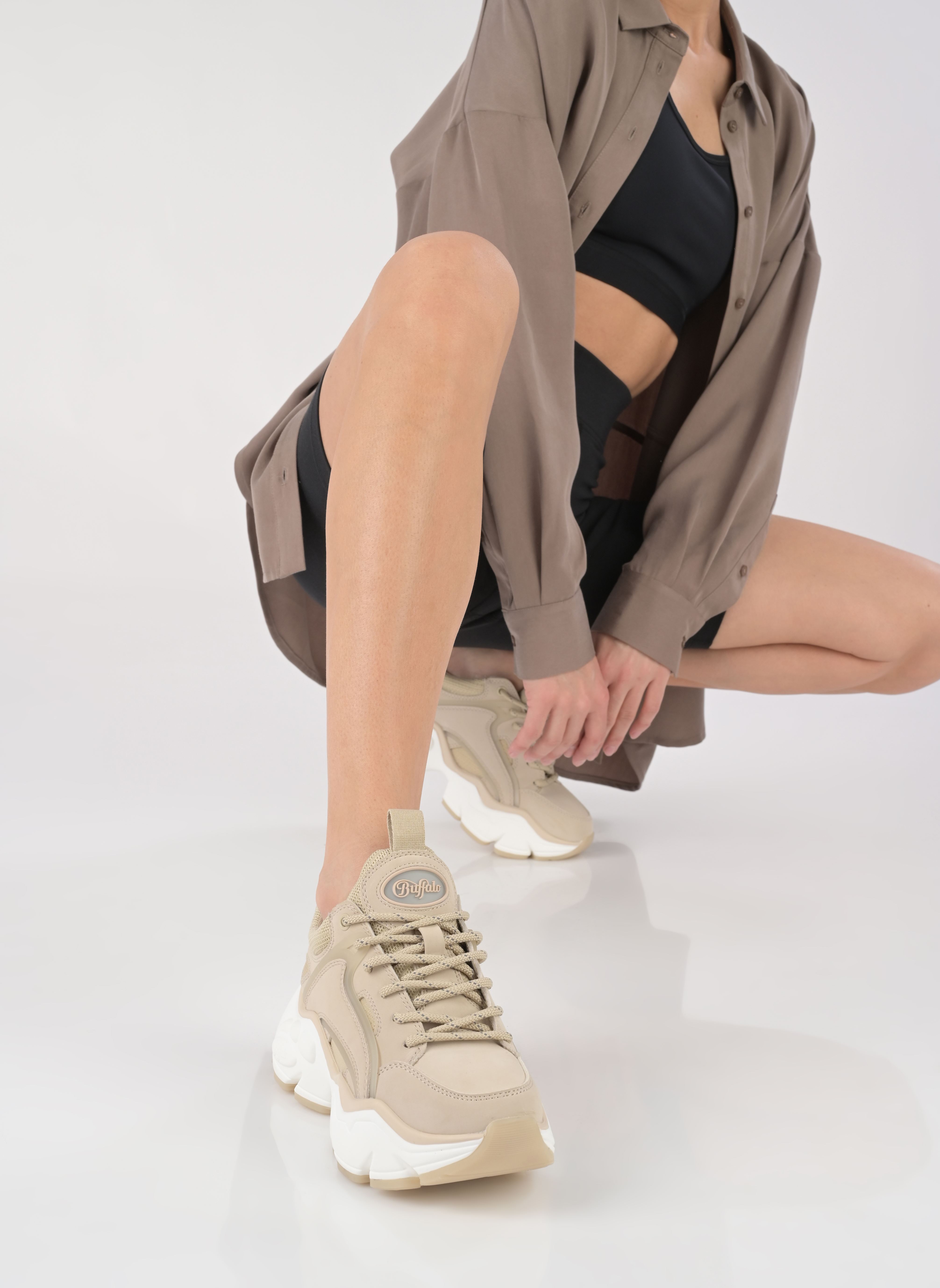 Buffalo Baskets Baskets - Binary C Imi Nappa femme beige | Sarenza France