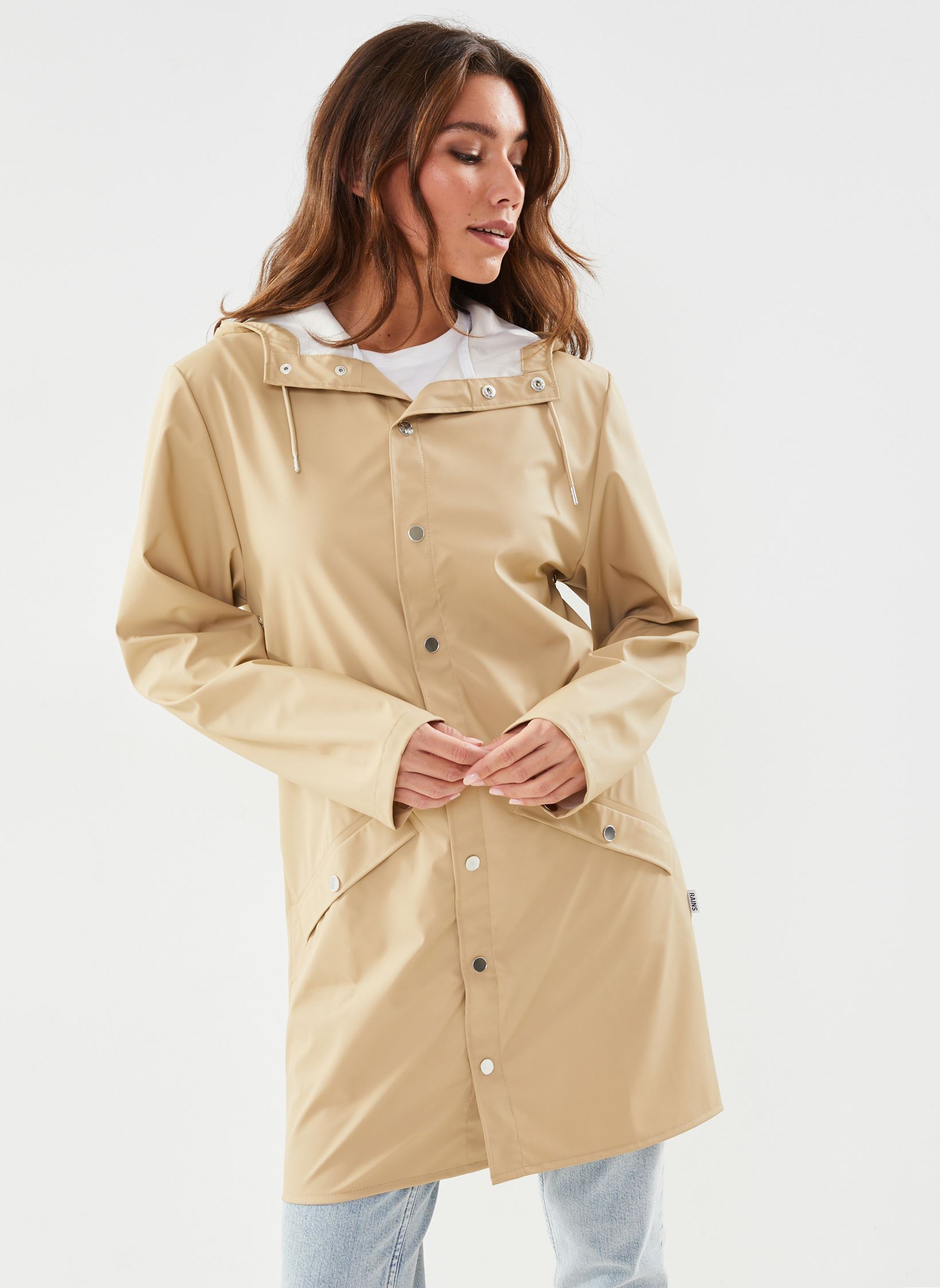 RAINS Vestes imperméable Veste imperméable - Long Jacket W femme beige ...