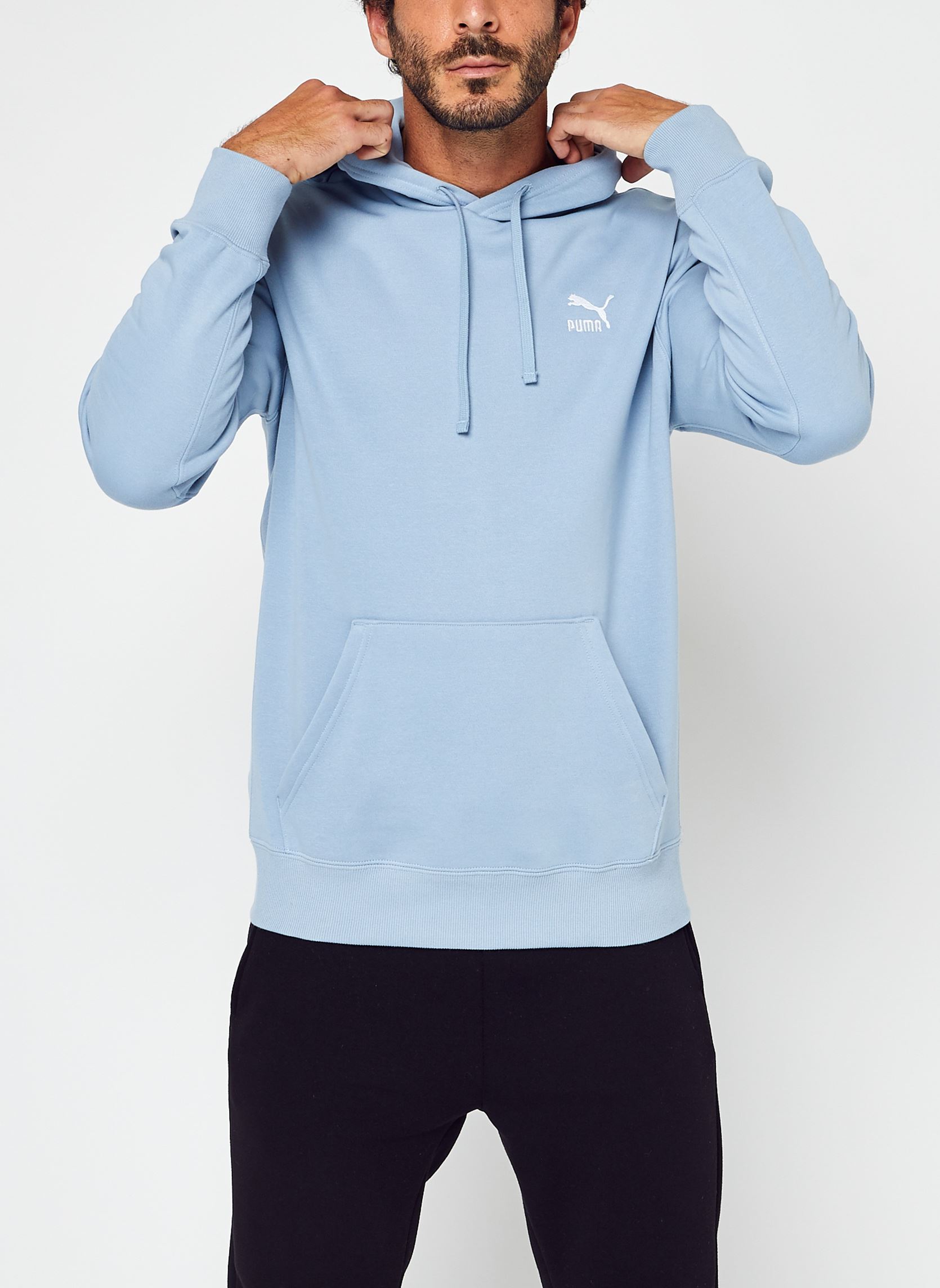 Puma Classics Small Logo Hoodie Fl (Bleu) - Vêtements chez Sarenza (569354)