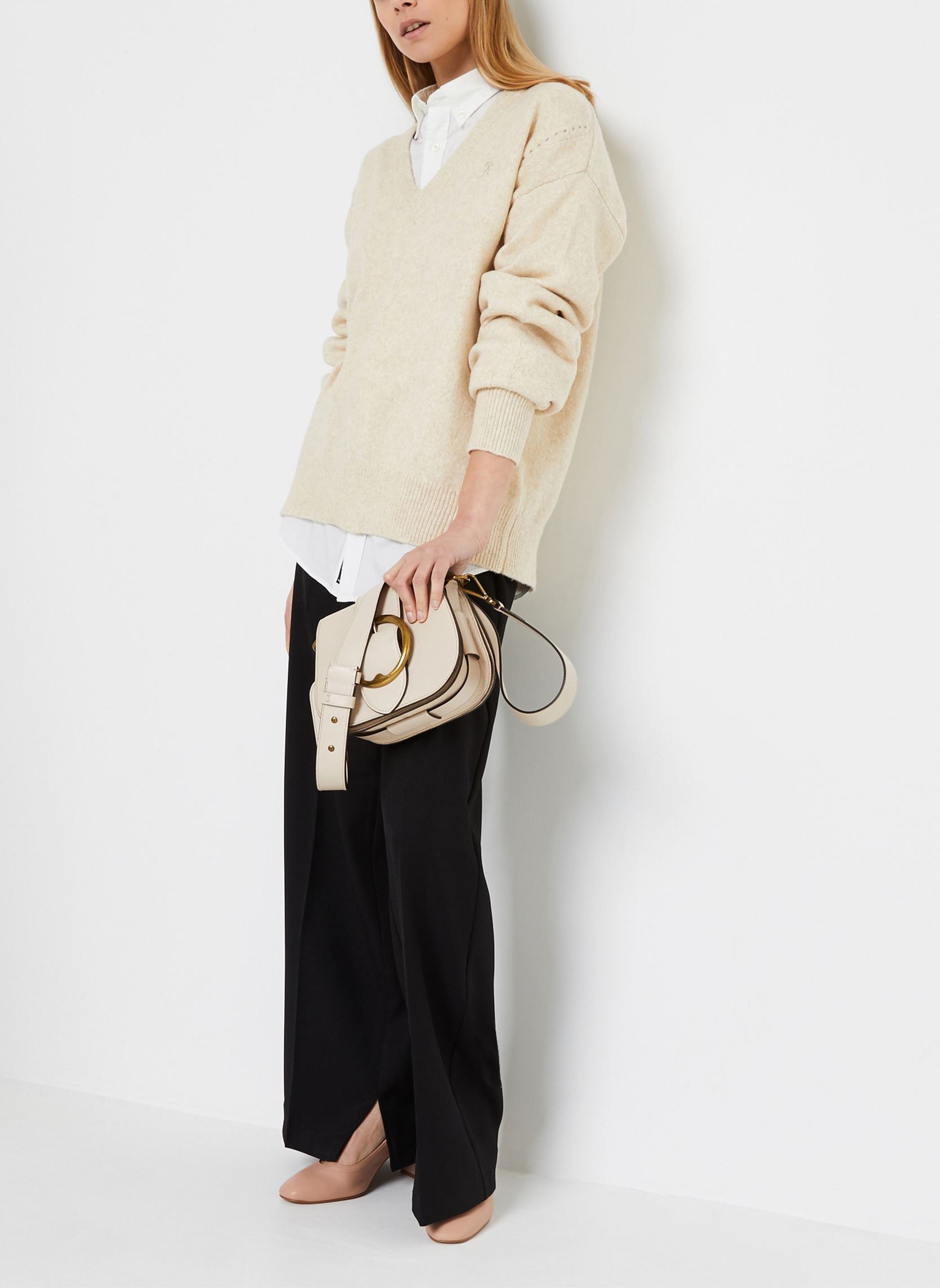 Tommy Hilfiger Pulls Pull - Puff Sleeve V-Nk Sweater femme beige ...