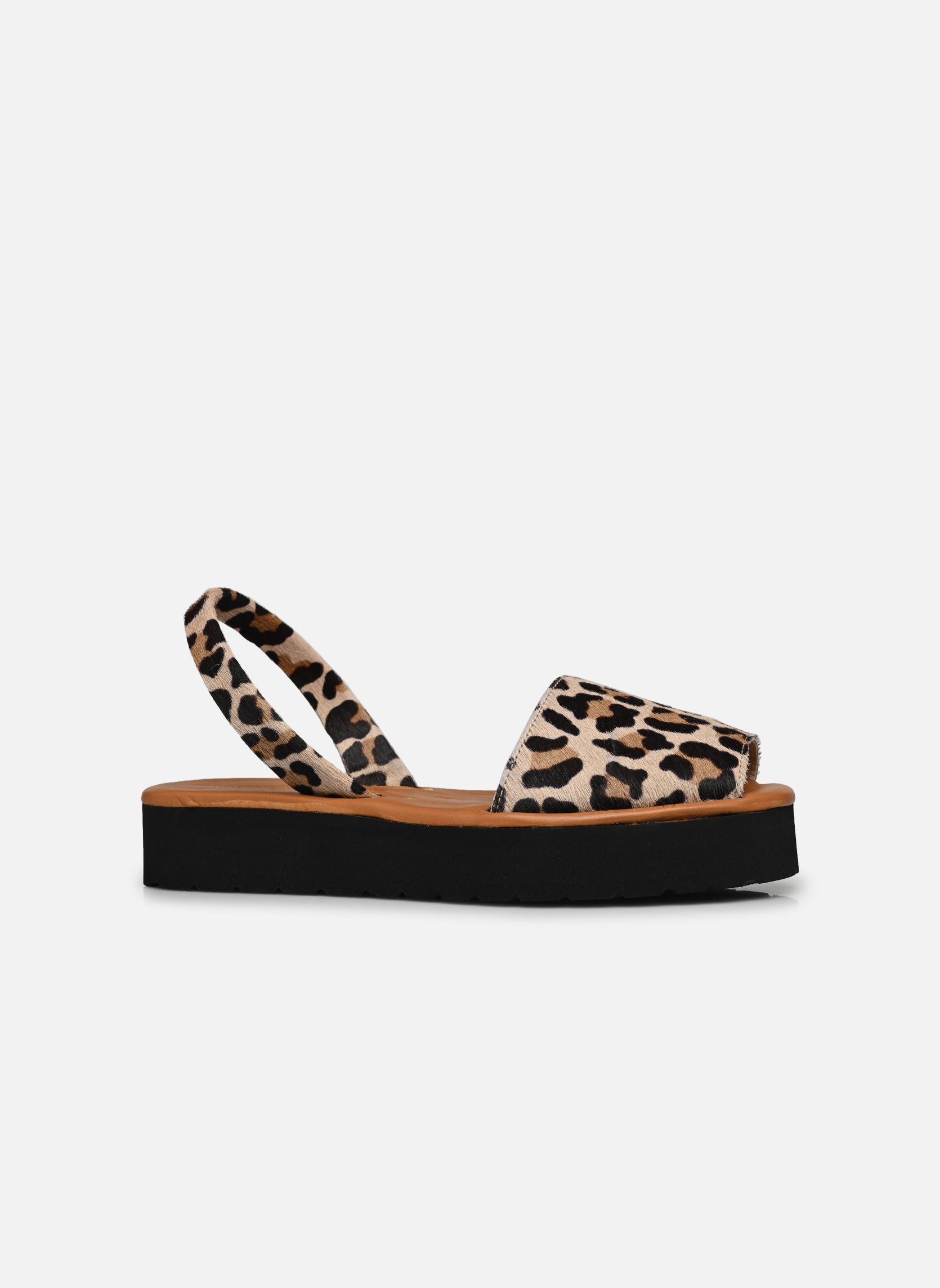 Minorquines Flache Sandalen Avarca Platja Plateforme Cuir Léopard damen ...