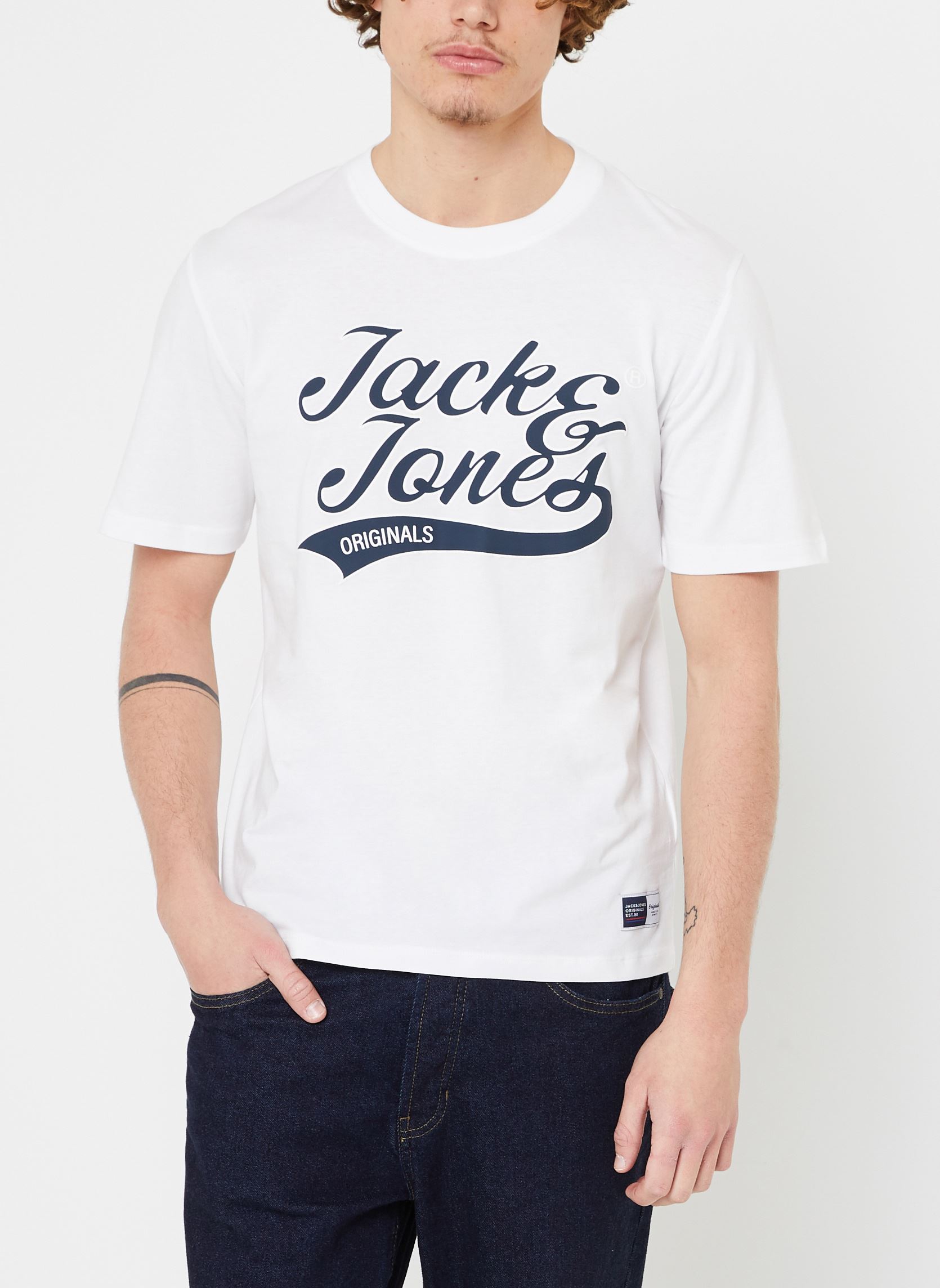 Jack & Jones Jortrevor Upscale Ss Tee Crew Neck (Blanc) - Vêtements ...