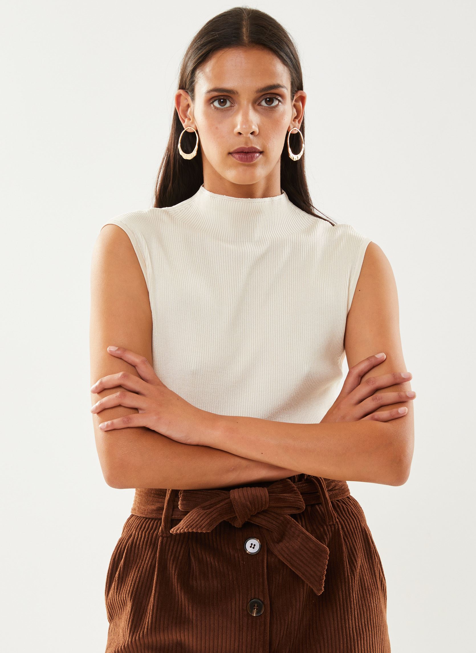 Selected Femme Tops Top - Slfcaro Sl Knit Top femme beige | Sarenza France