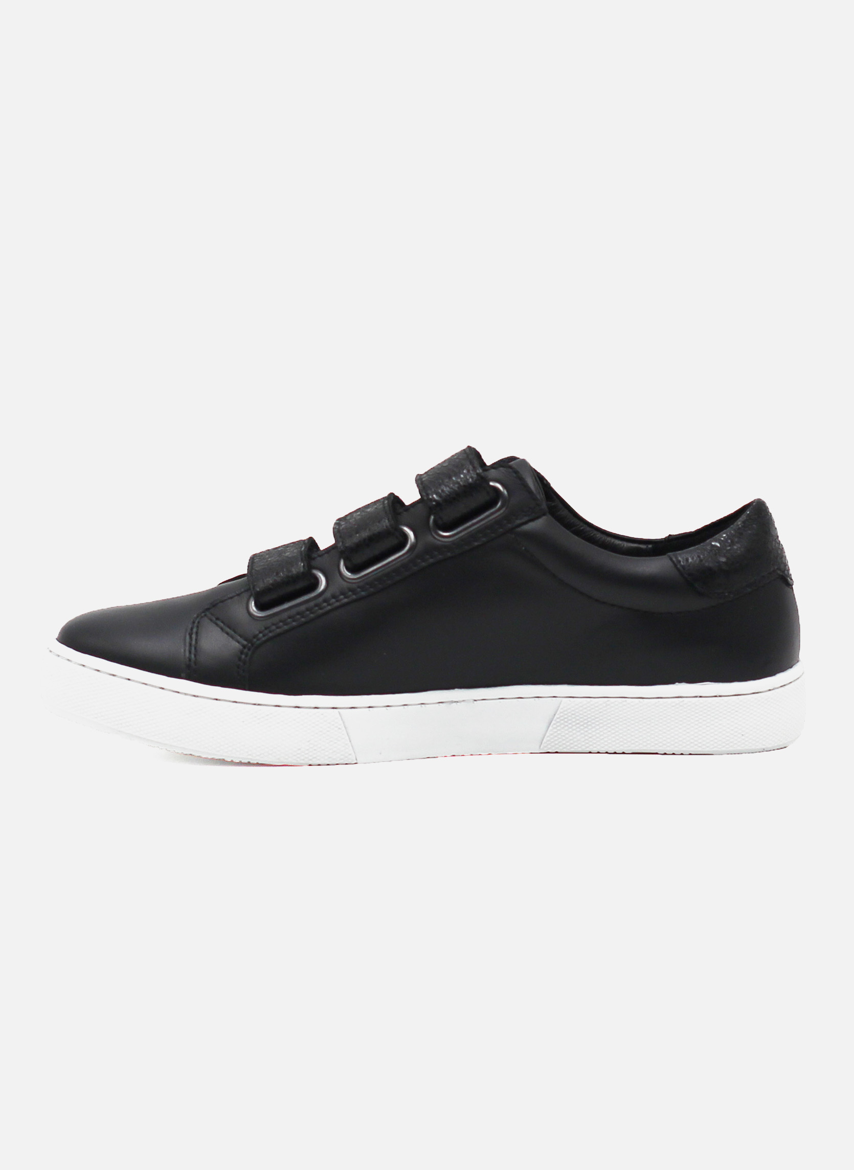 JULES & JENN Baskets basses Baskets à scratch cuir lisse blanc femme ...