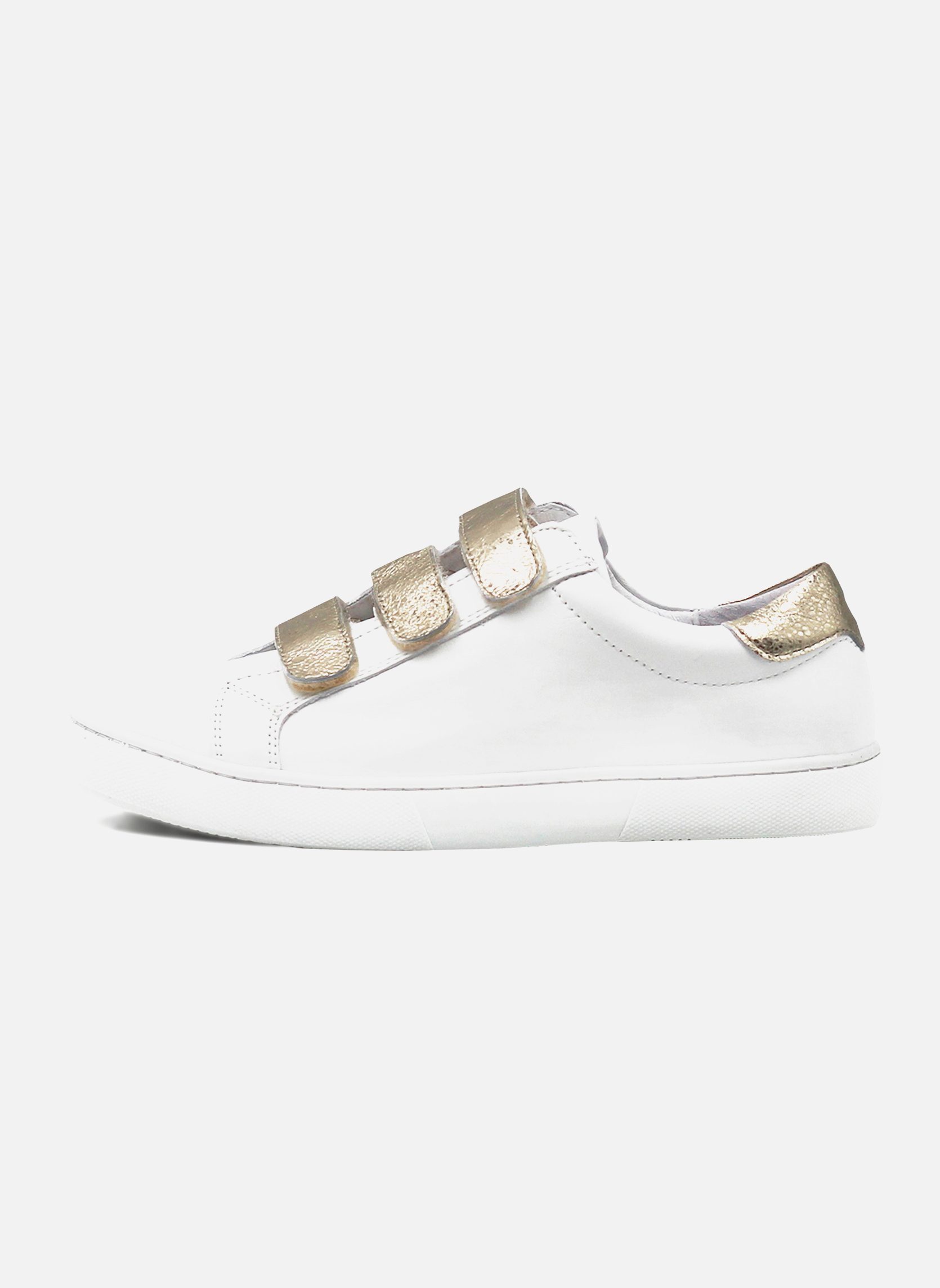 JULES & JENN Baskets basses Baskets à scratch cuir lisse blanc femme ...