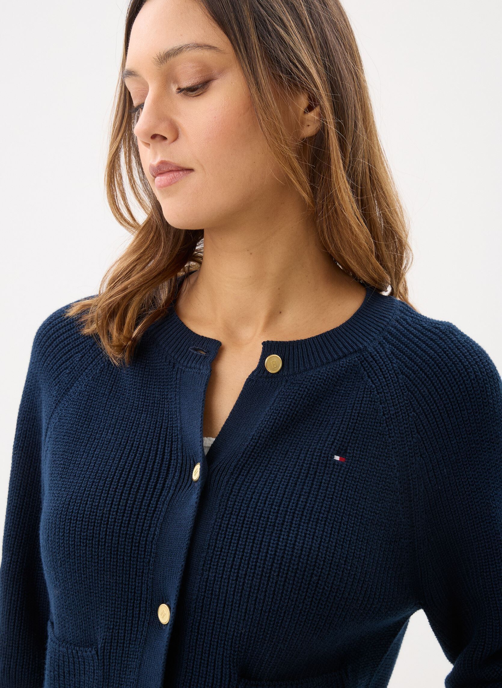 Tommy Hilfiger Gilet Co Cardi Stitch C-Nk donna blu online | Sarenza Italia