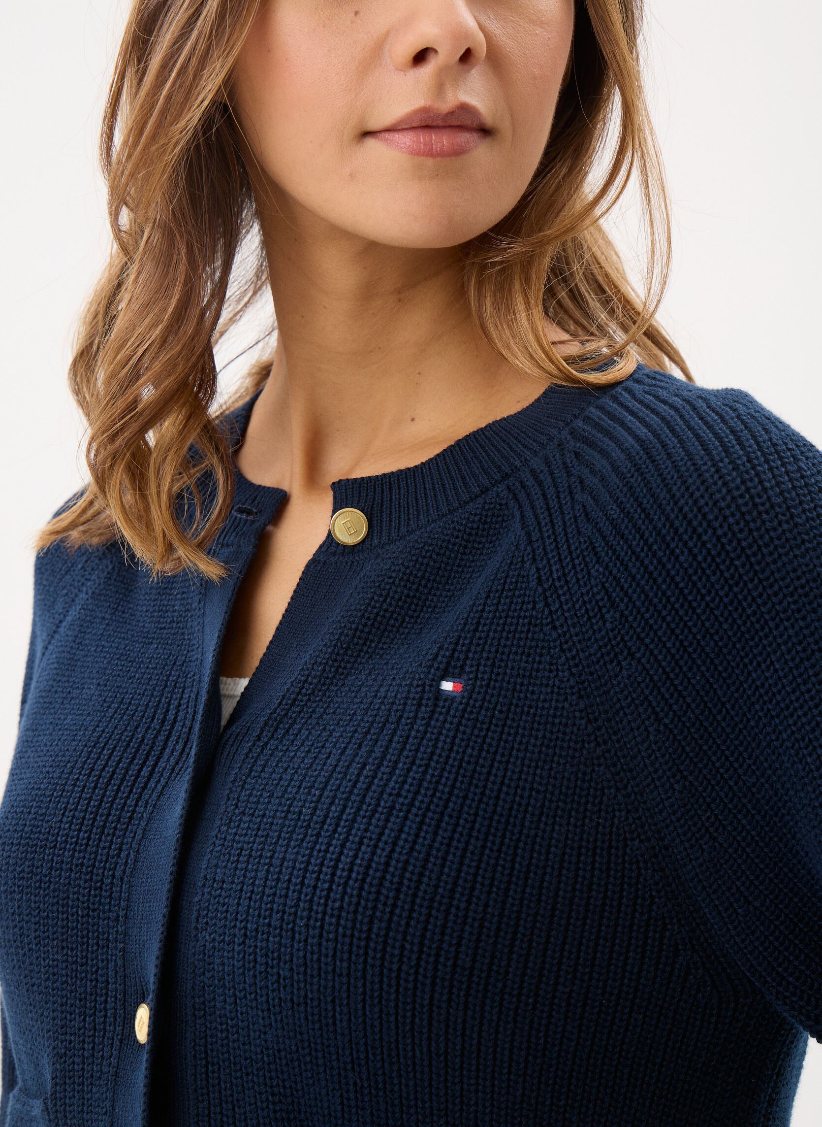 Tommy Hilfiger Gilet Co Cardi Stitch C-Nk donna blu online | Sarenza Italia