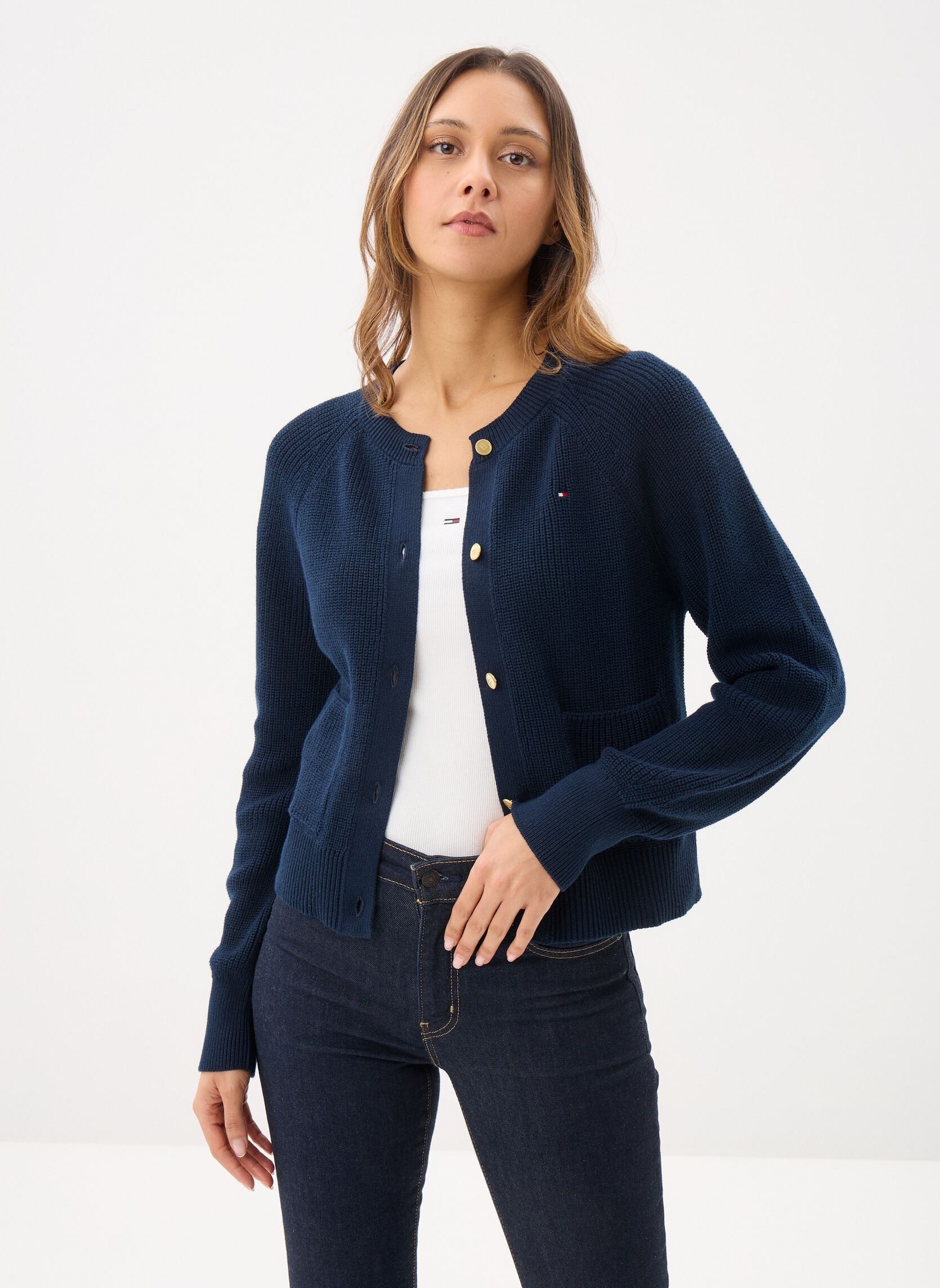 Tommy Hilfiger Gilet Co Cardi Stitch C-Nk donna blu online | Sarenza Italia