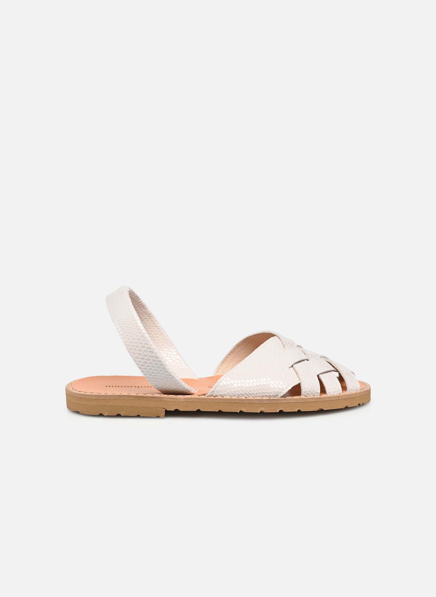 Minorquines Flache Sandalen Avarca Compostelle Lézard damen weiß ...