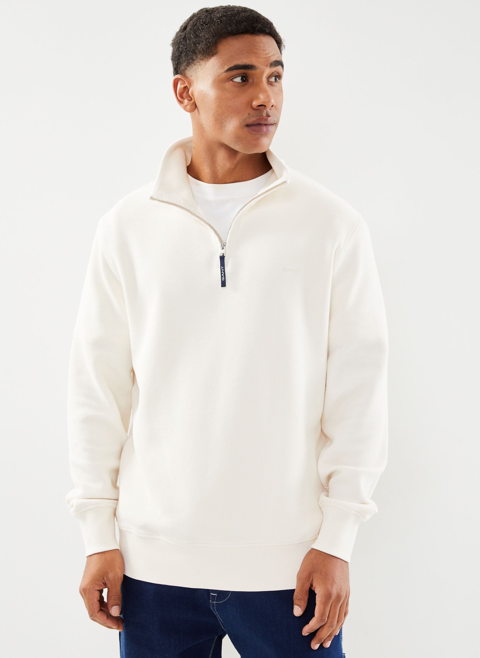 GANT Truien Waffle Texture Half Zip heren wit online | Sarenza Nederland