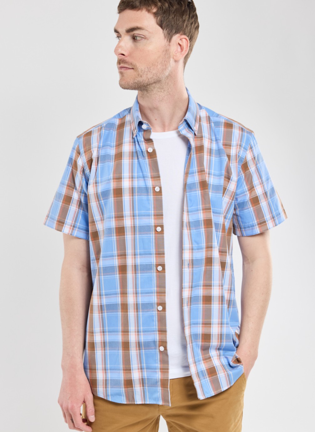 Armor Lux Chemises Chemise 43227 marron glacé/ciel homme blanc ...