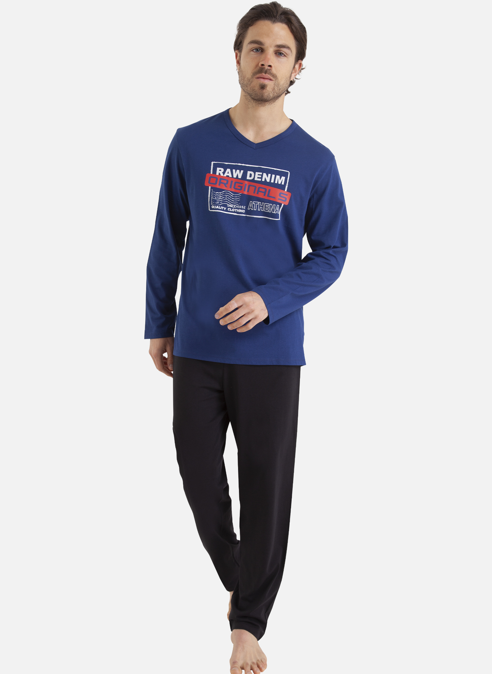 ATHENA Combinaisons Pyjama long col V homme Ecopack Sérigraphie Athena ...