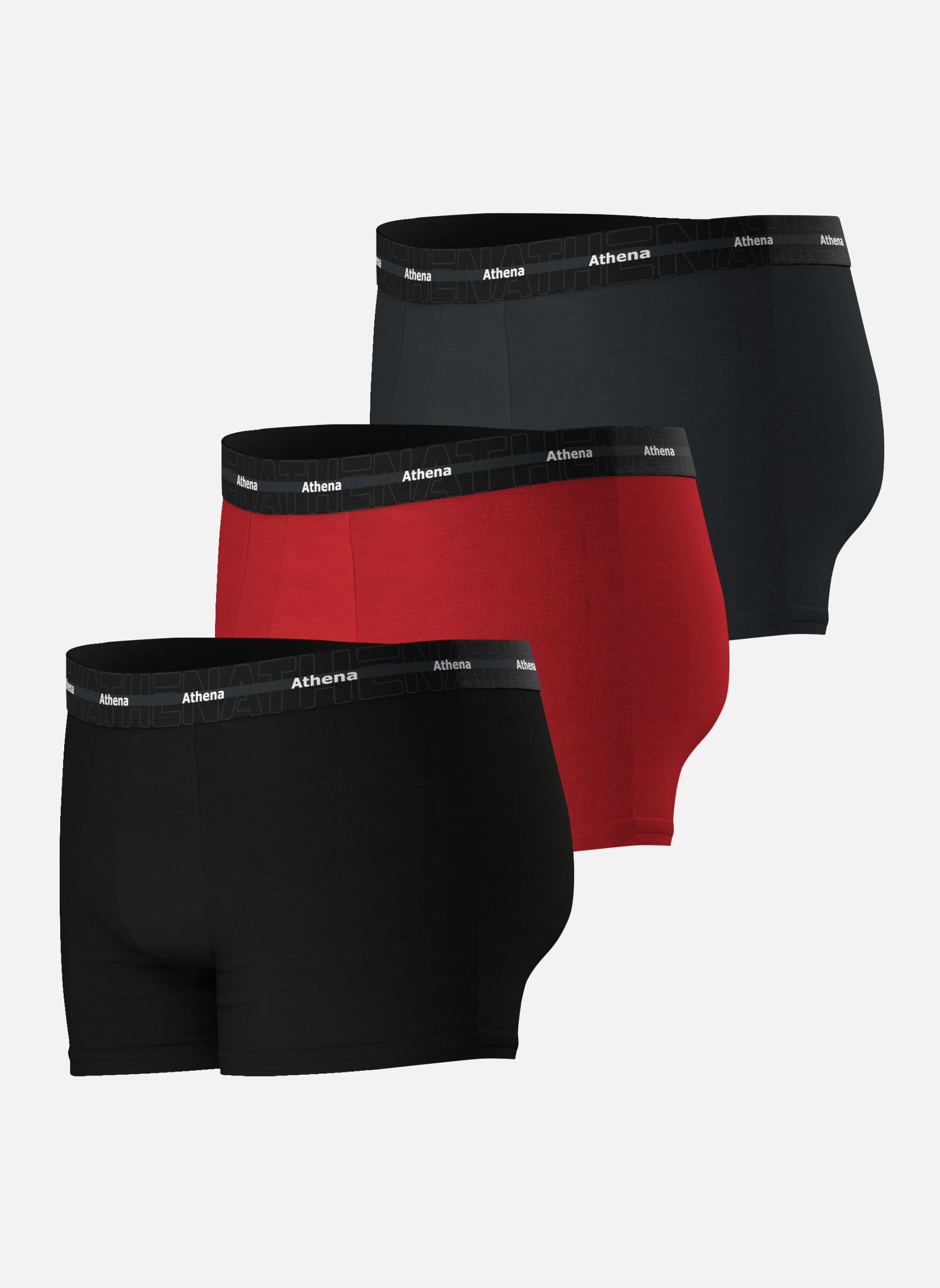 ATHENA Boxers Lot de 3 boxers homme 720 Stretch Coton homme rouge ...