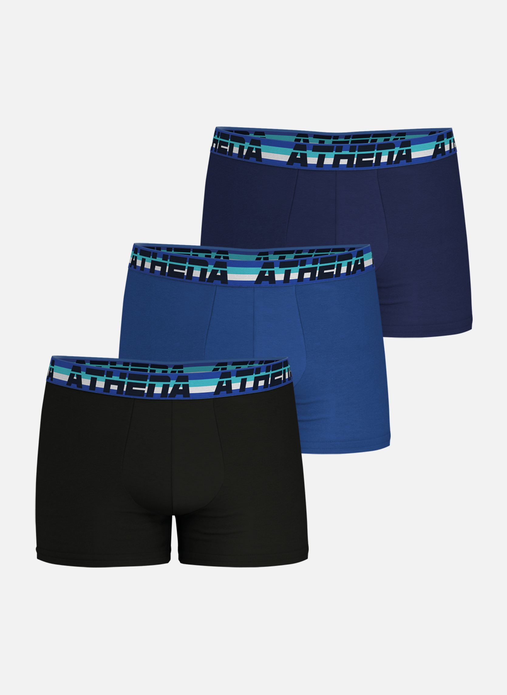 ATHENA Boxers Lot de 3 boxers homme 720 Stretch Coton bleu | Sarenza France