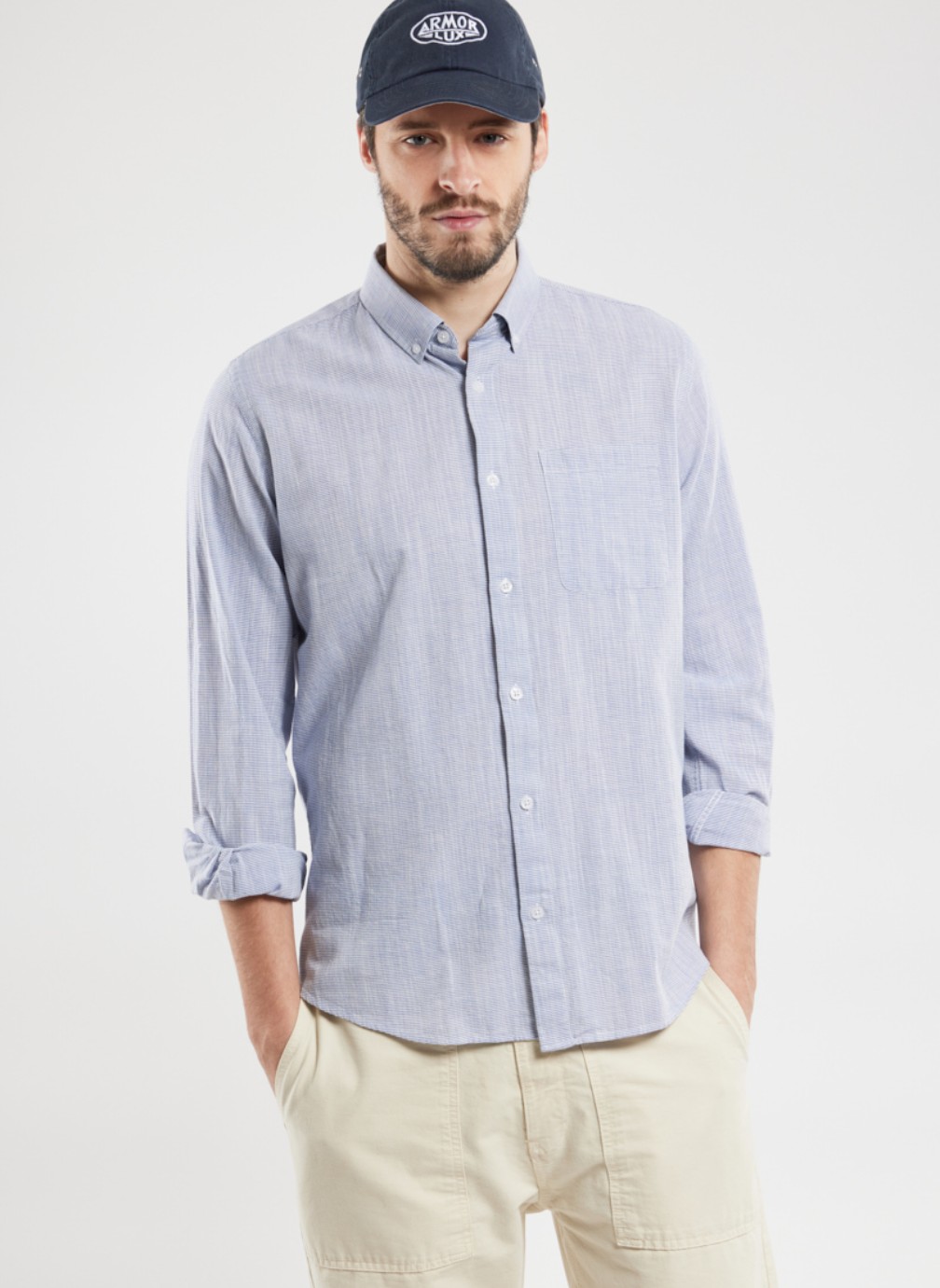 Armor Lux Chemises Chemise 72529 milleraie marine/milk homme gris ...