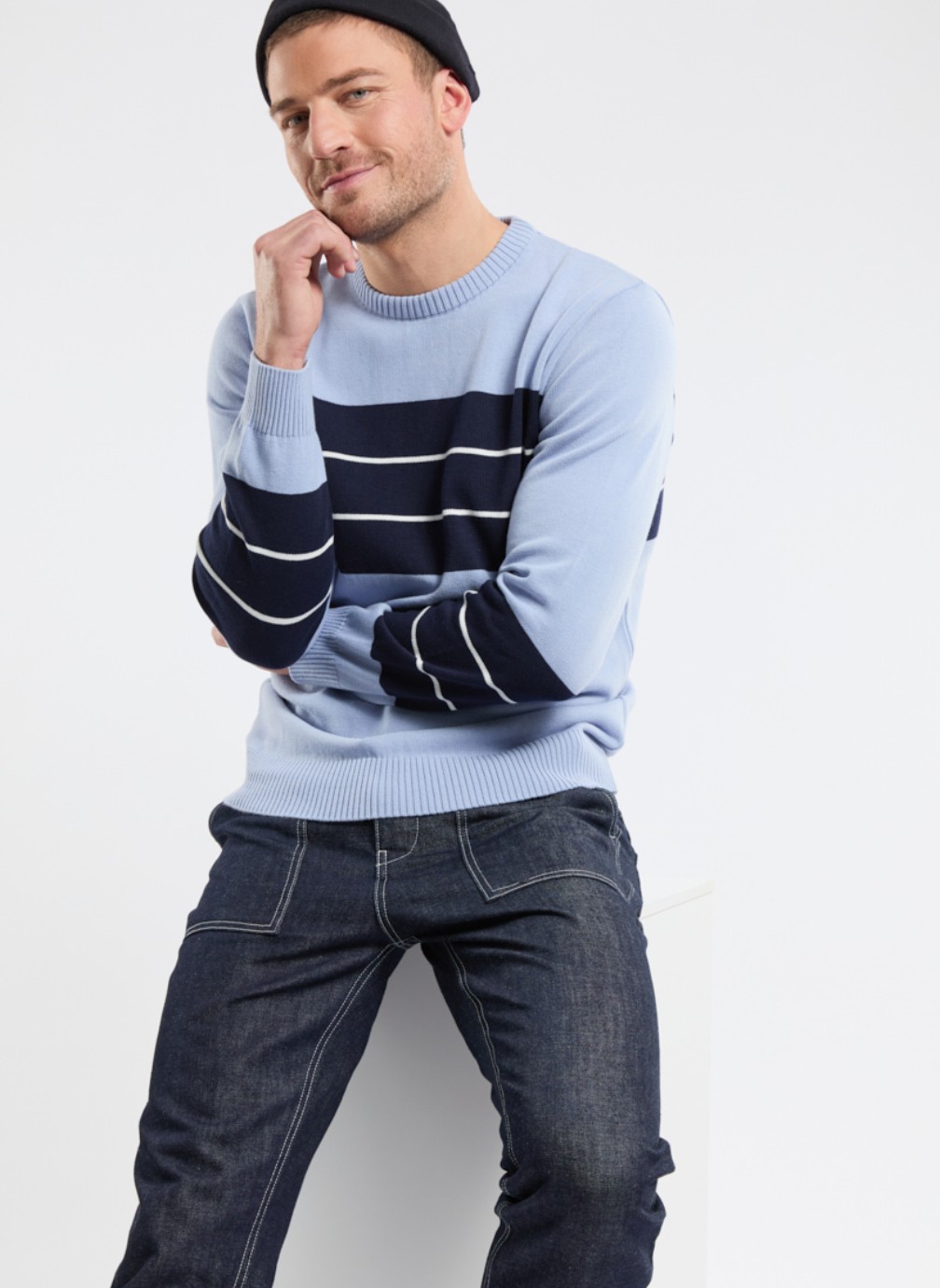 Bérac Pulls Pull Berac eventide/marine deep/blanc homme bleu | Sarenza ...