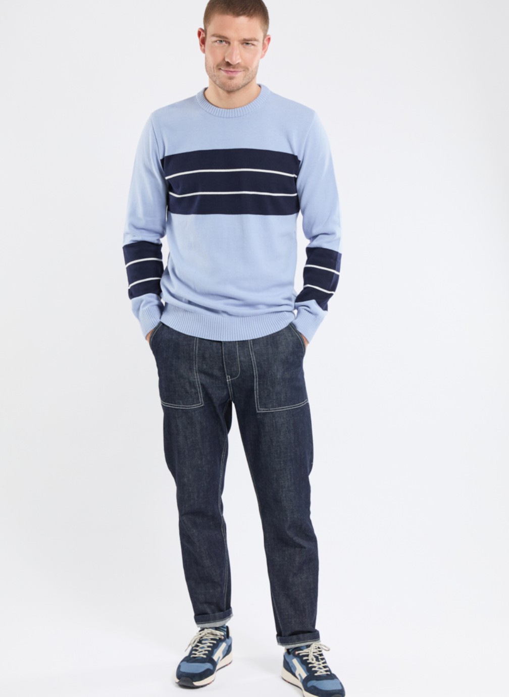 Bérac Pulls Pull Berac eventide/marine deep/blanc homme bleu | Sarenza ...