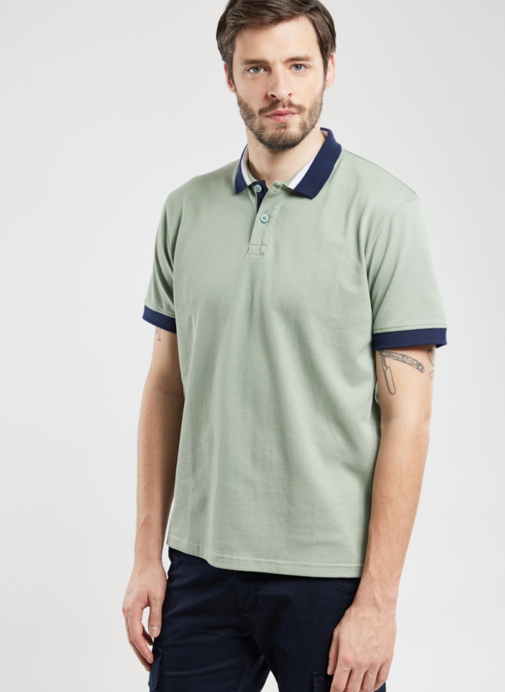 Bérac Polos manches courtes Polo Berac lily pad/marine deep/blanc homme ...