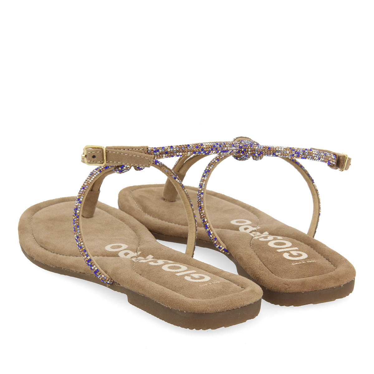 Gioseppo Sandals - Sandales Taupe En Cuir Avec Brides Ornées De Strass ...