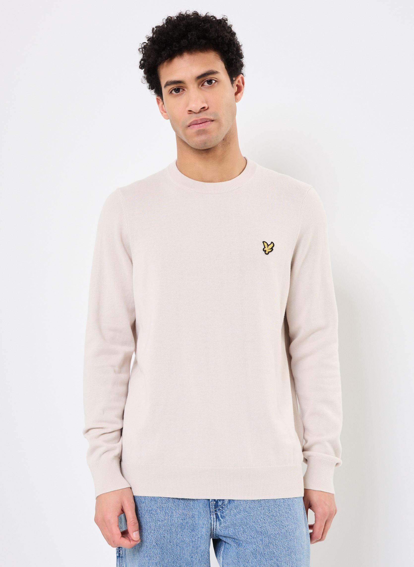 Lyle & Scott Pulls Sweatshirt - Cotton Crew Neck Jumper homme beige ...