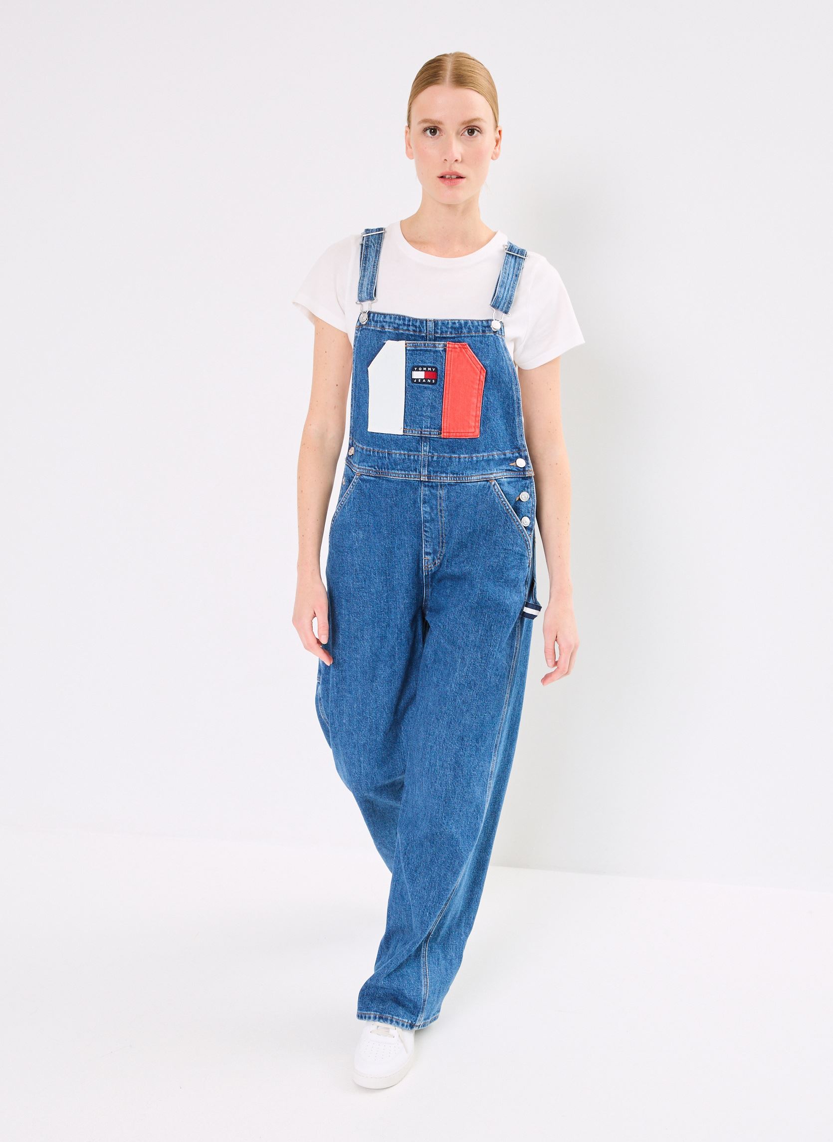 Tommy Jeans Salopettes Classic Dungaree Fla DW0DW18208 femme bleu ...