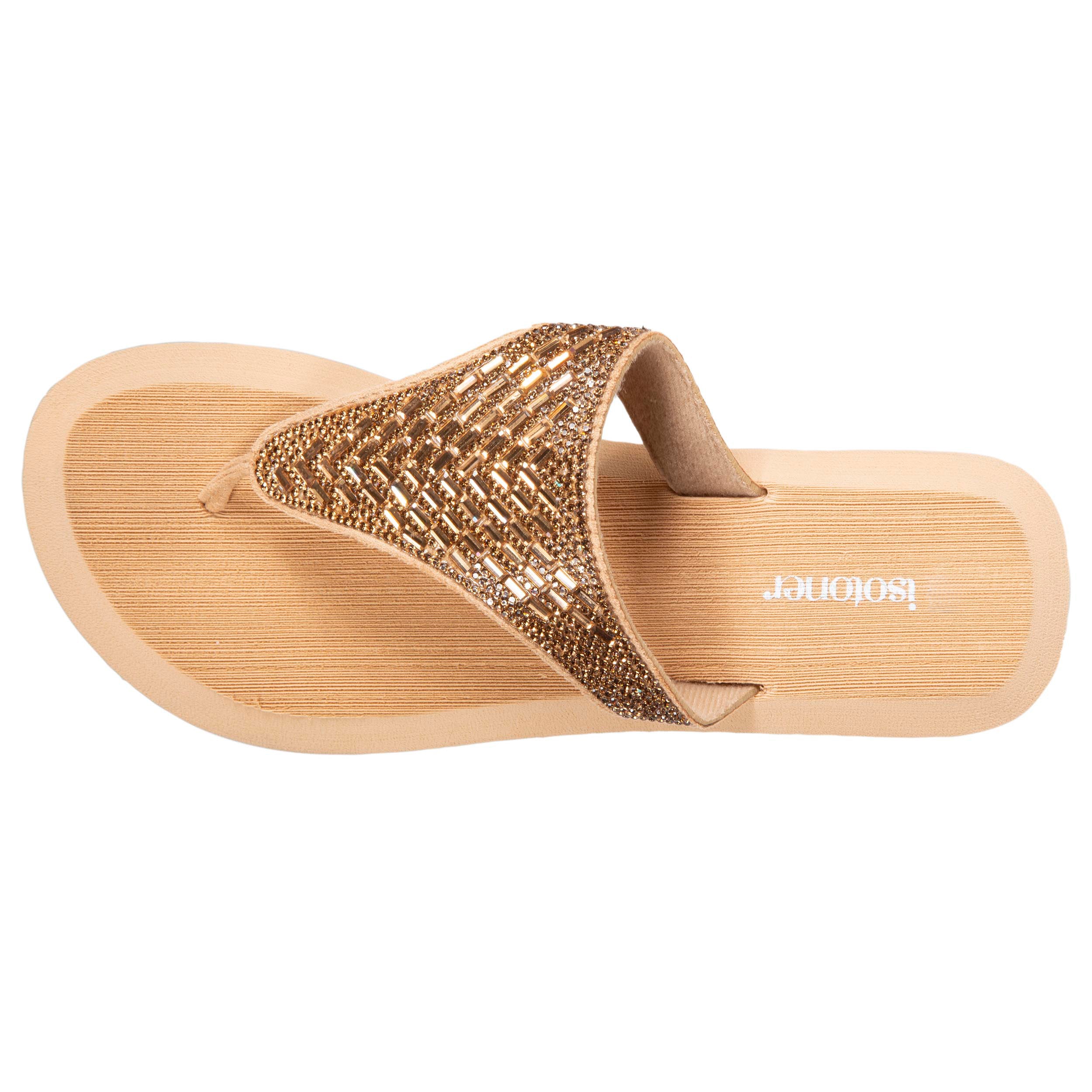 Isotoner Tongs Tongs Femme strass talon Beige femme beige | Sarenza France