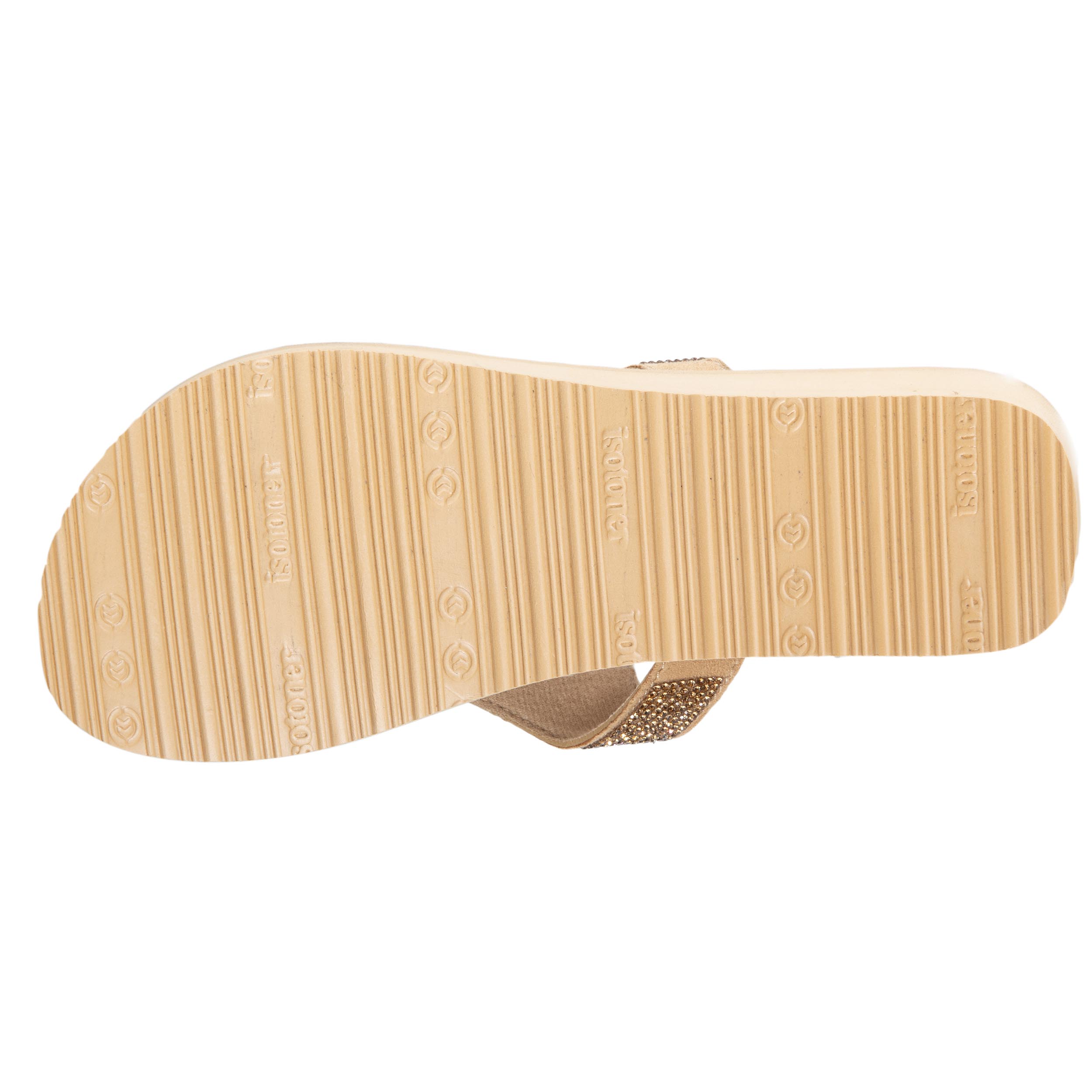 Isotoner Tongs Tongs Femme strass talon Beige femme beige | Sarenza France