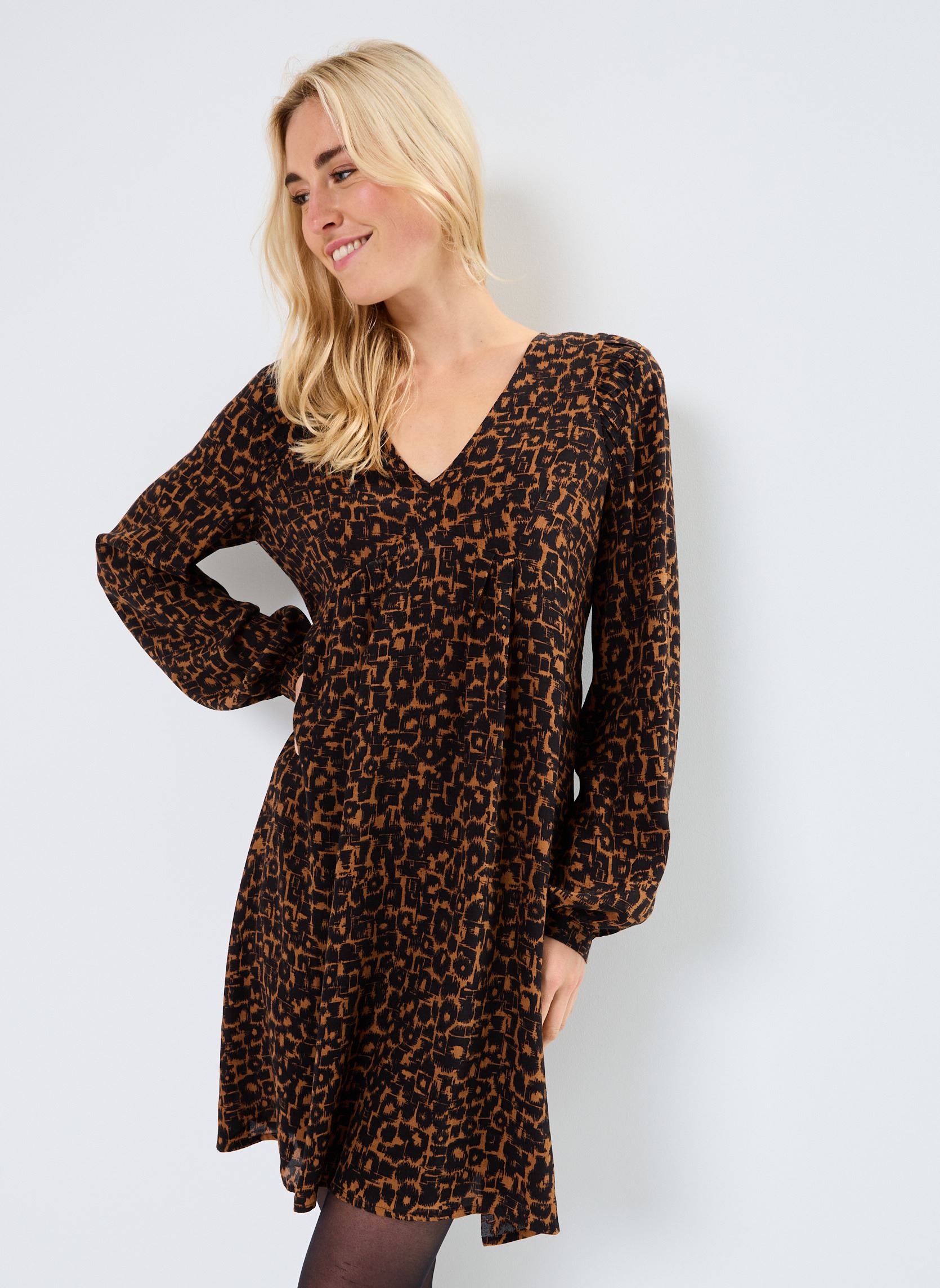 Vila Robes Robe mini - VIMOSAS DUA L/S SHORT DRESS femme marron ...