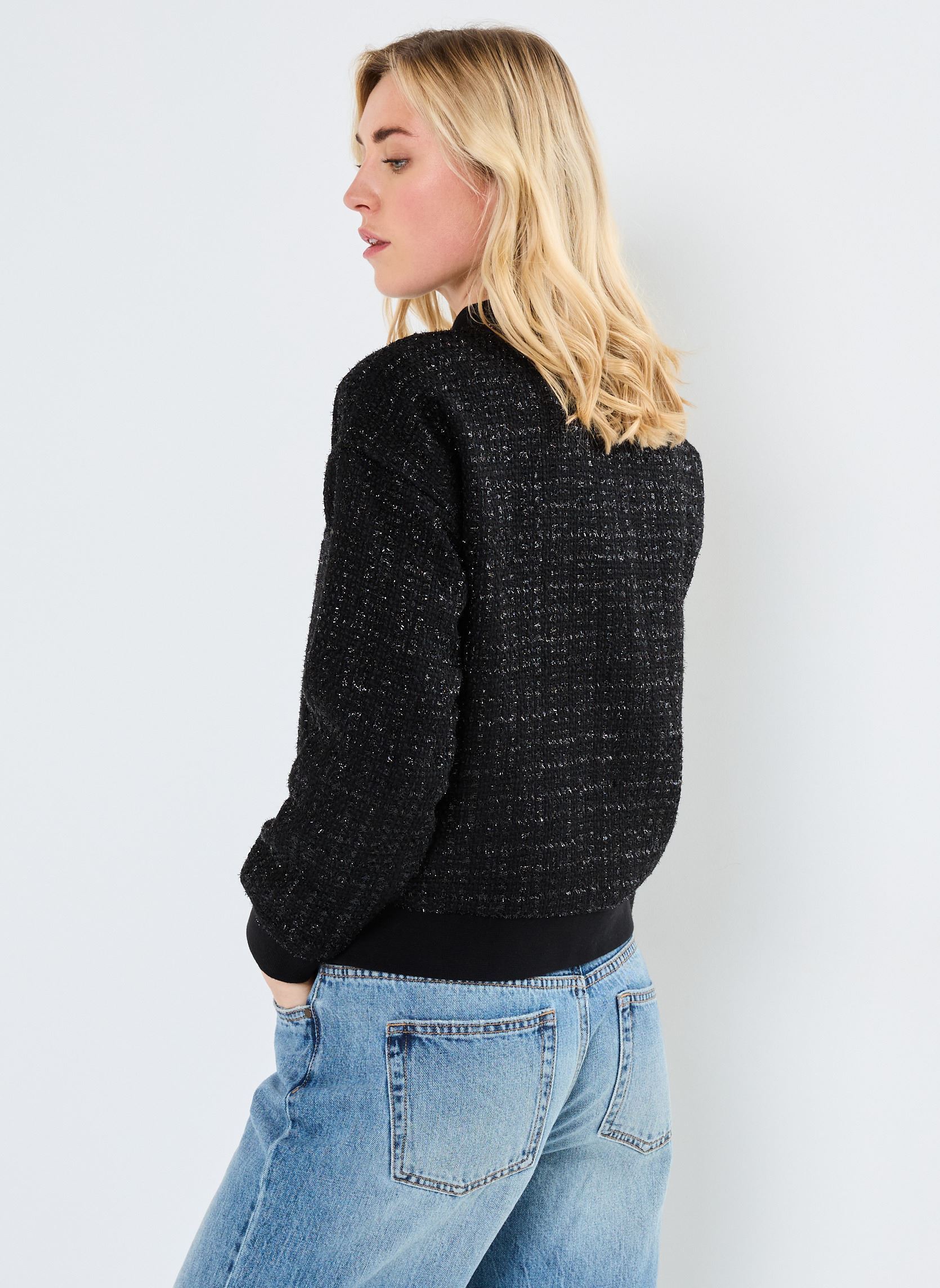 Vila Vestes Veste - VIKIPPI LS TWEED BOMBER JACKET/C30 femme noir ...