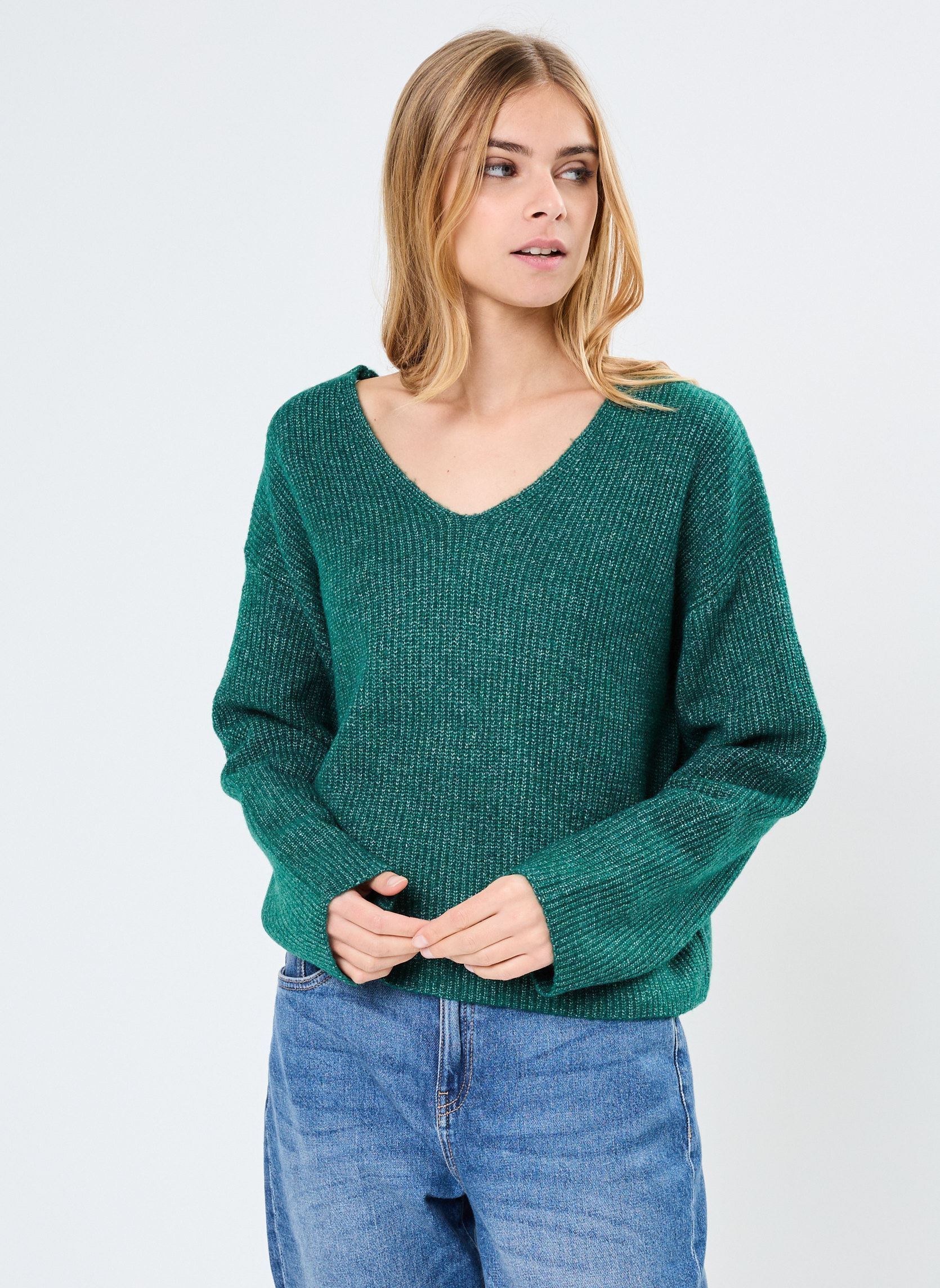 Pieces Pulls Pull - Pcnuna Ls Reversible Knit Bc femme vert | Sarenza ...