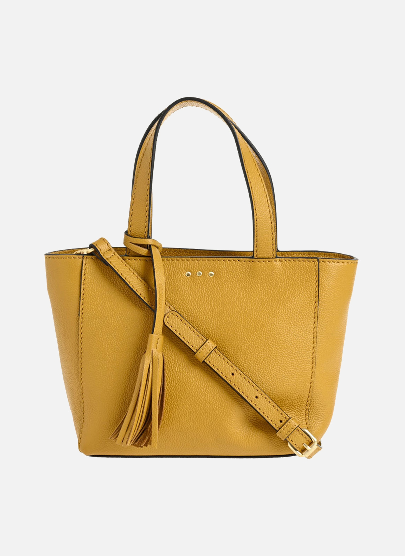 Loxwood Cabas BABY CABAS - Petit crossover en cuir grainé femme jaune ...