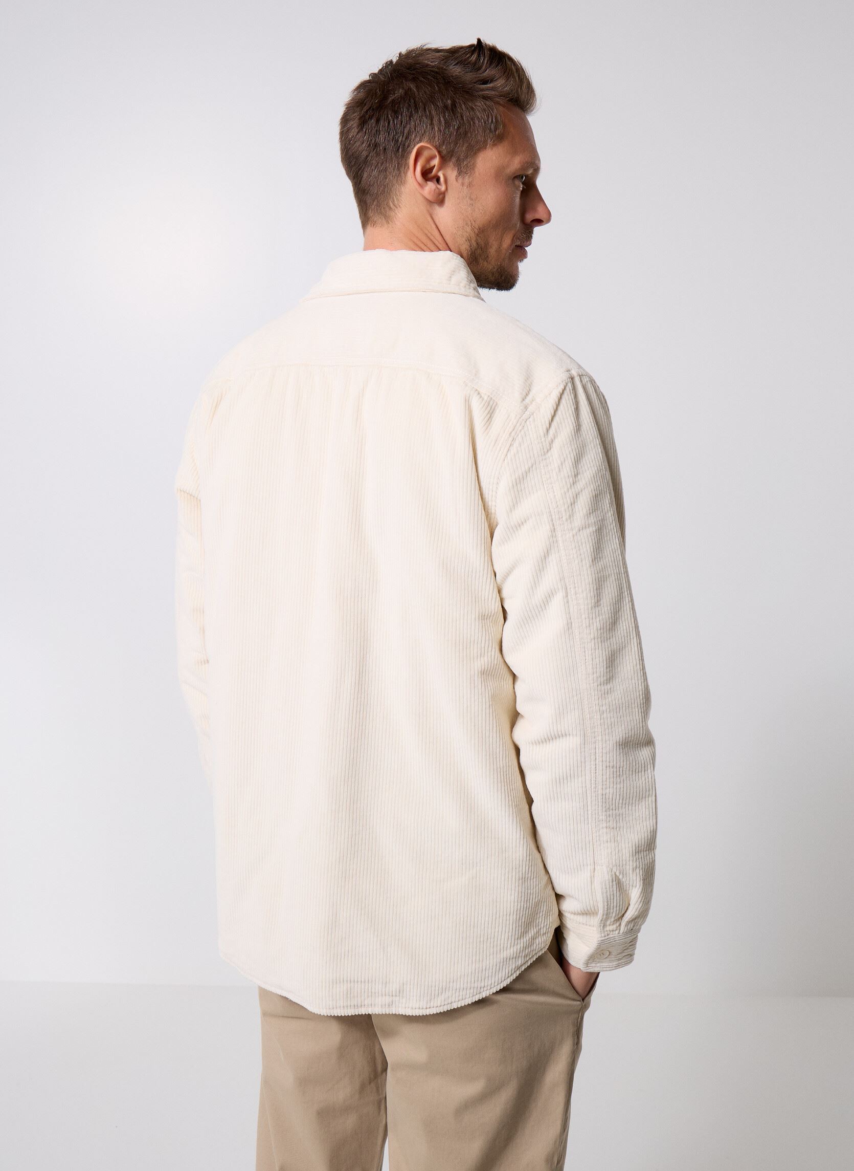 Lacoste Vestes Surchemise légèrement rembourrée velours homme blanc ...