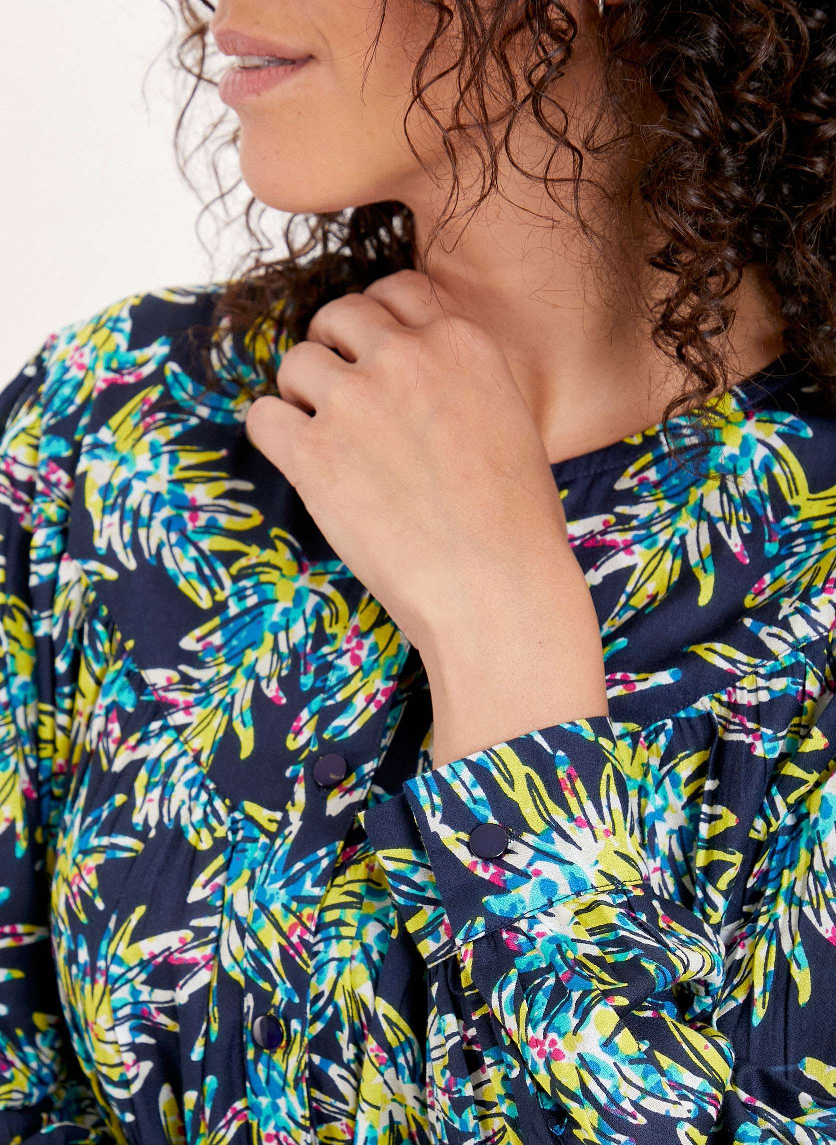 La Fiancée Blouse imprimée ample coton bio SVANA HUSAVIK NUIT (Bleu ...