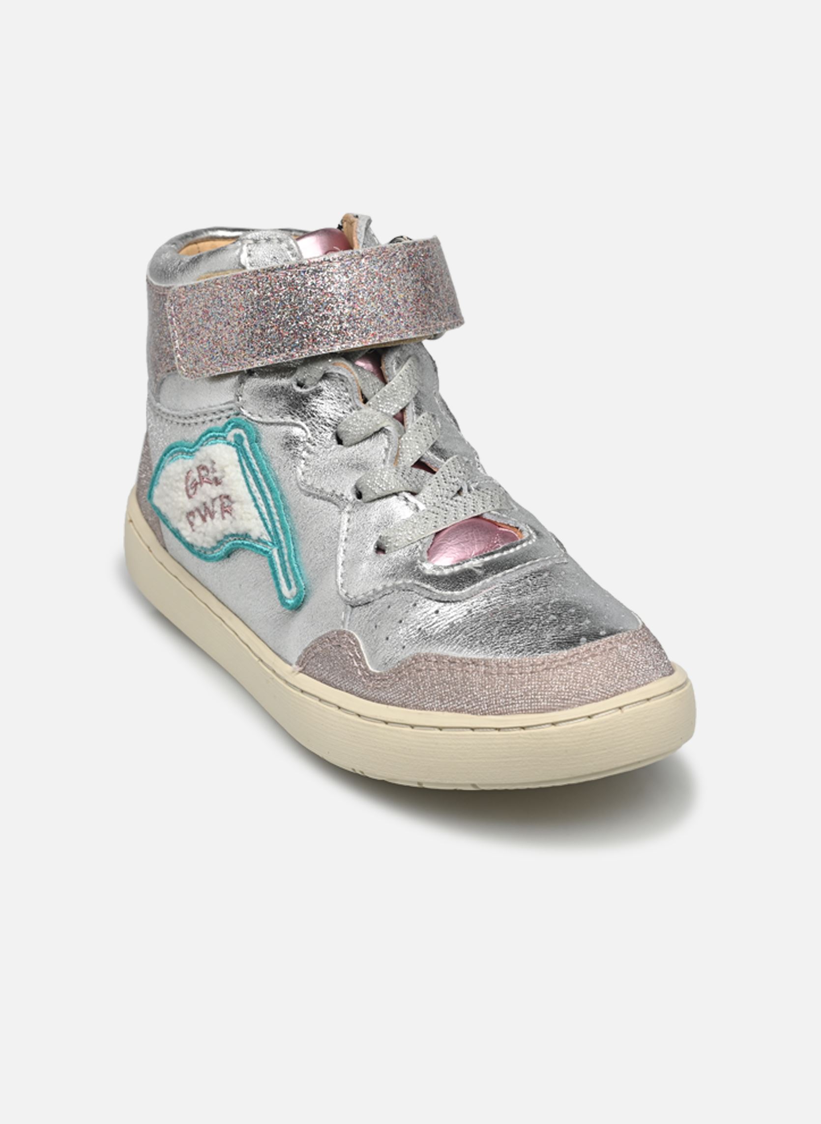 Shoo Pom Baskets hautes Baskets - PLAY FLAG PWR GIRL fille argent ...