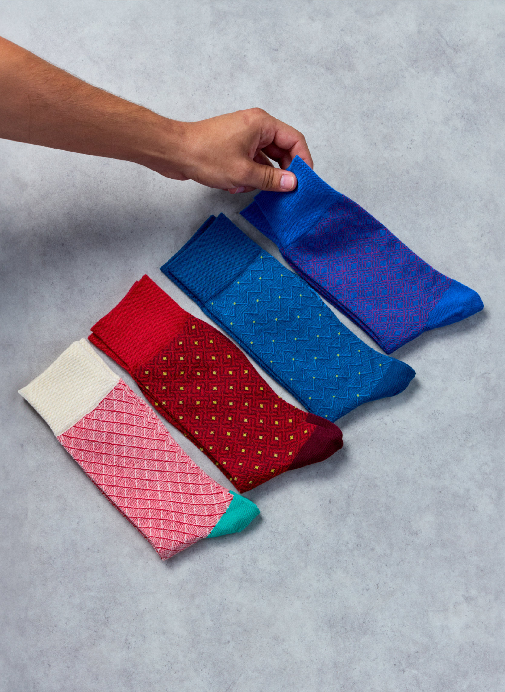 Dedoles Chaussettes Chaussettes Bambou Jacquard Rouge Foncé et Jaune ...