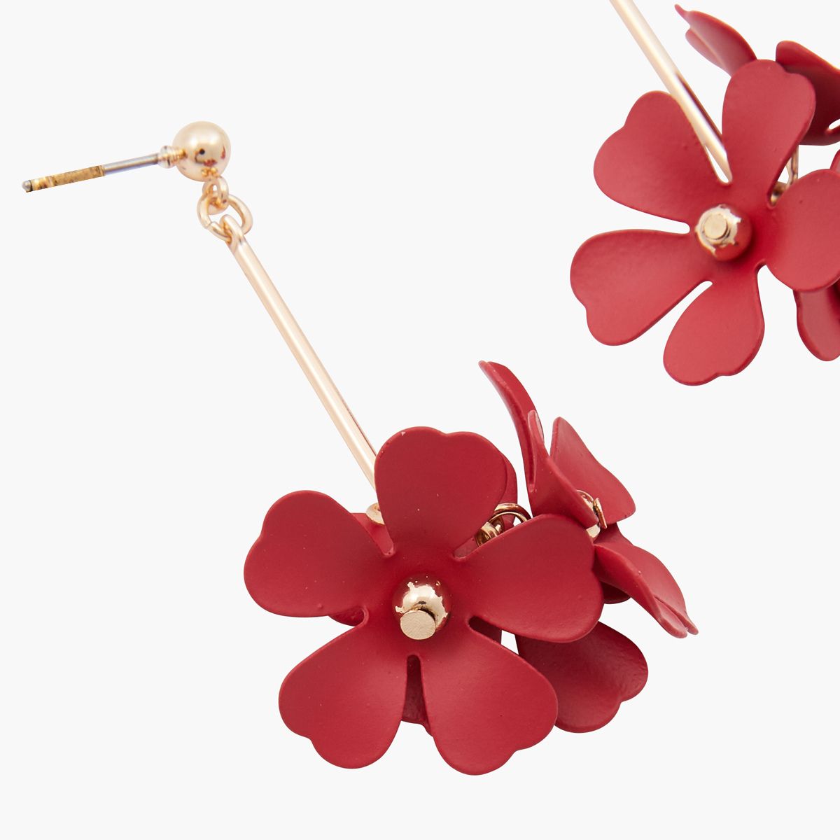 Balaboosté Boucles d'oreilles Boucles d'oreilles longues tige 3 fleurs ...