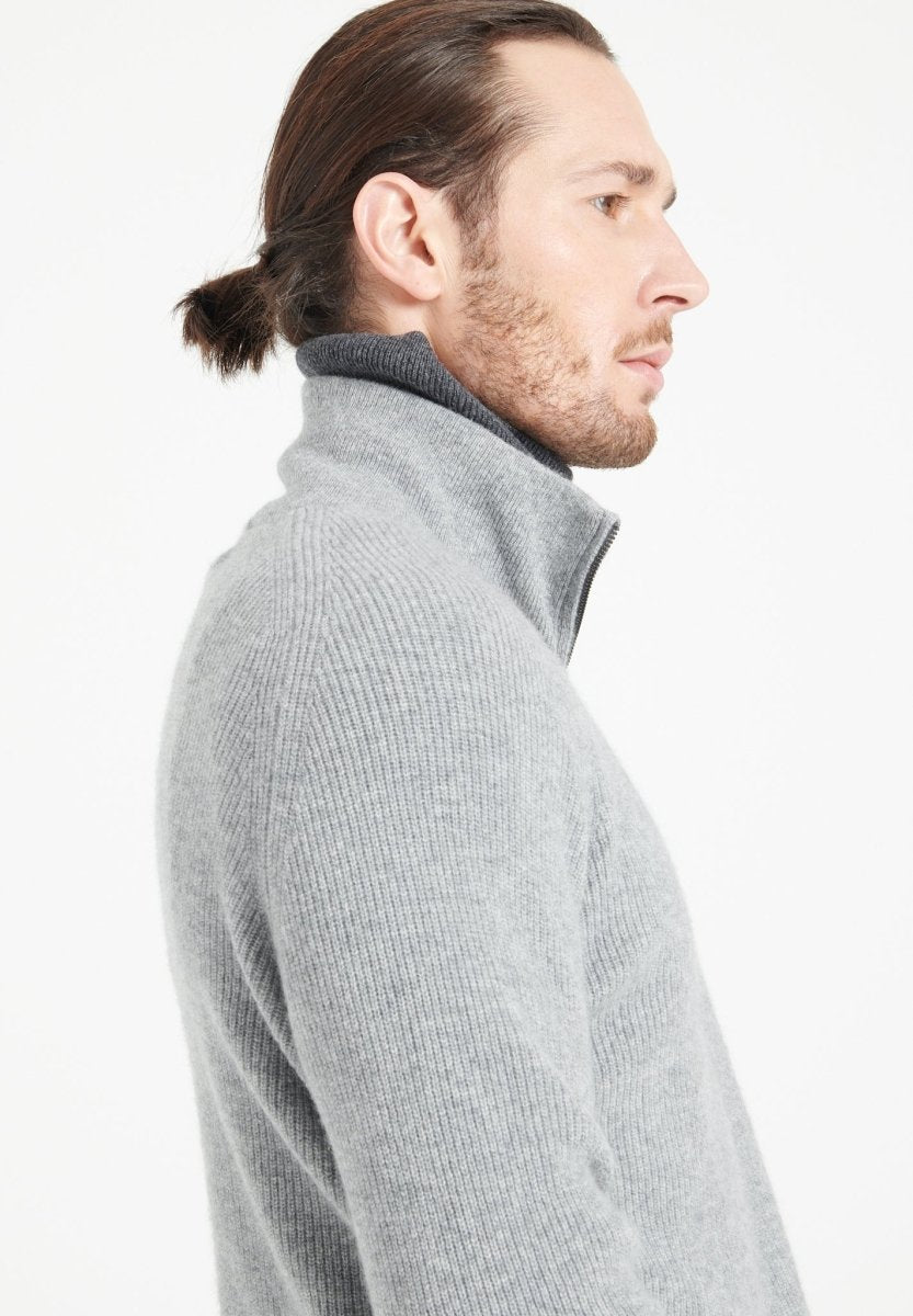 Studio Cashmere8 Pulls Pull col camionneur homme en cachemire bleu ...