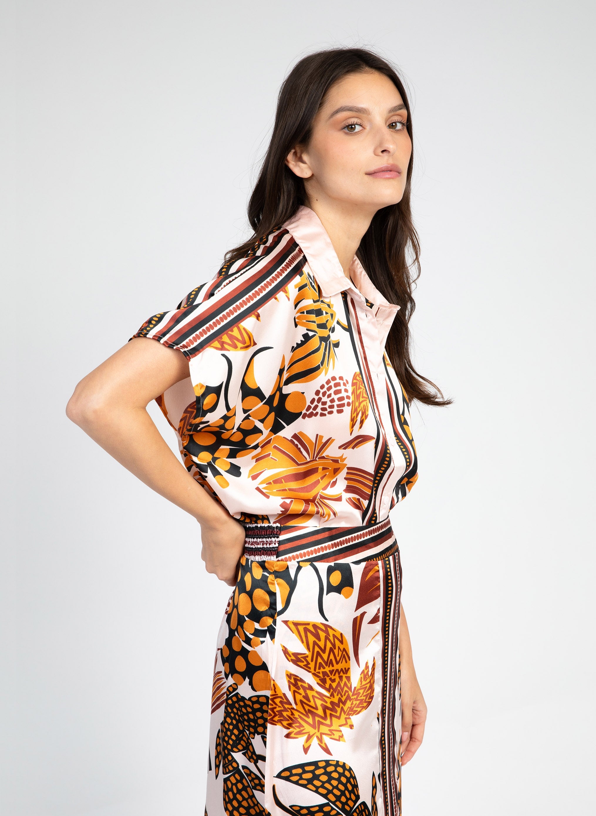 An'ge Chemises manches longues CHEMISE SAFIANA sirene cafe femme marron ...