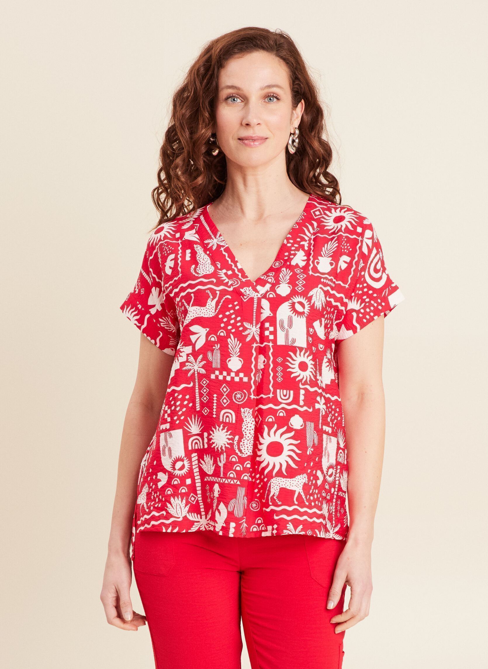 Bréal Blouses manches courtes Blouse - CITYLIERO femme rouge | Sarenza ...