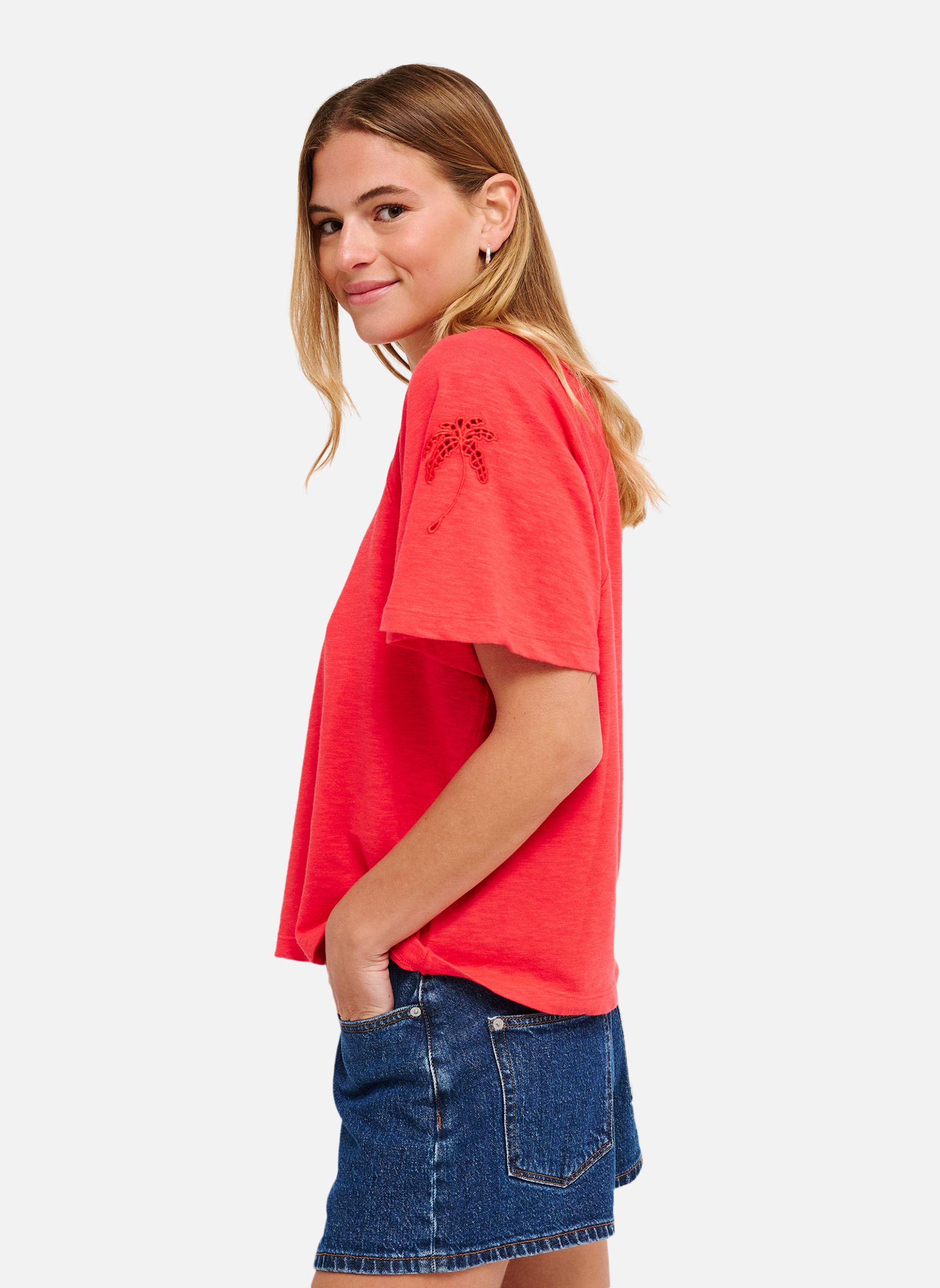 Roxy Tee-shirts Time For Palm Tree femme rouge | Sarenza France