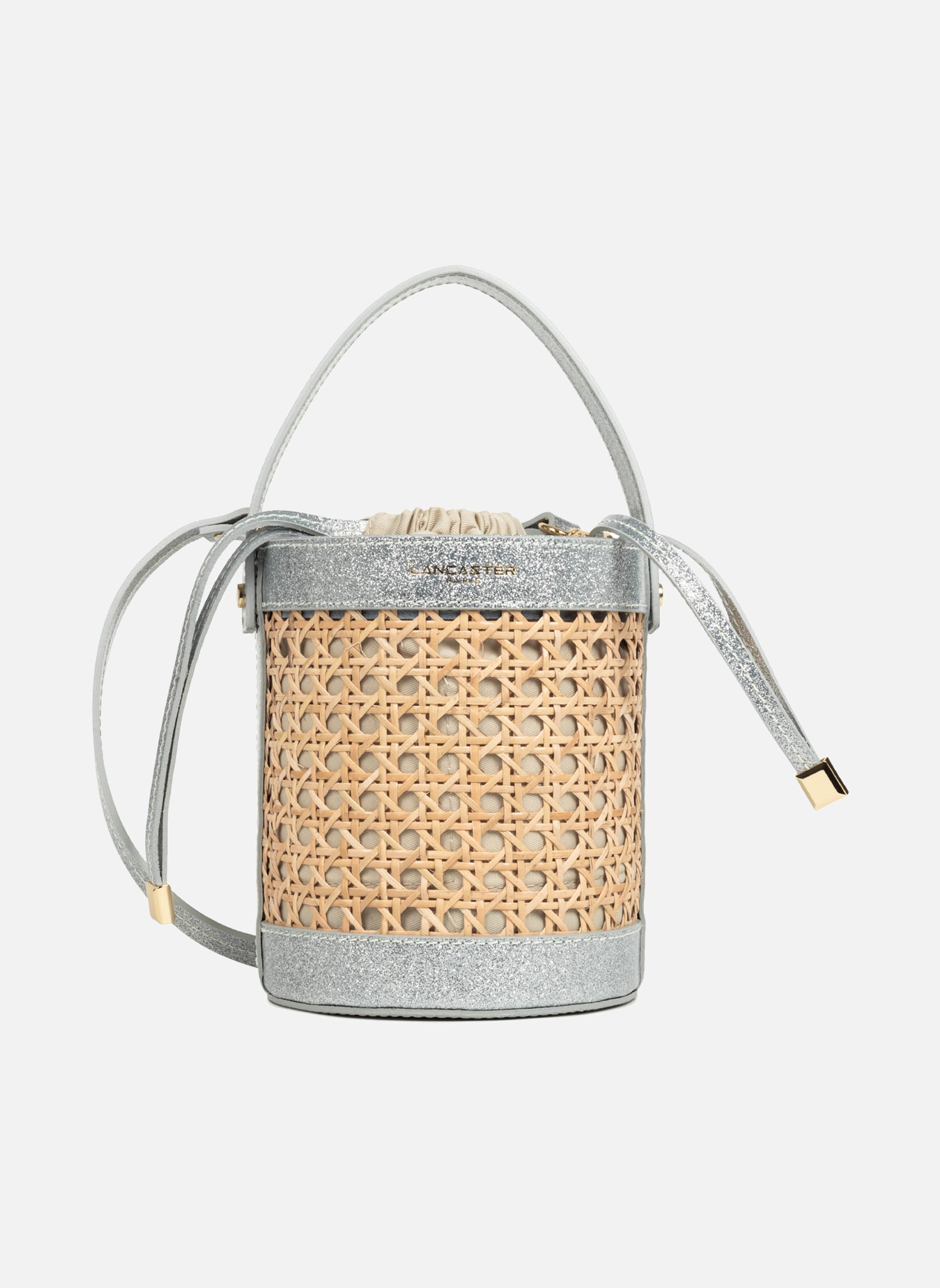 Lancaster Sacs à main Petit sac seau - Cannage Rotin femme argent ...