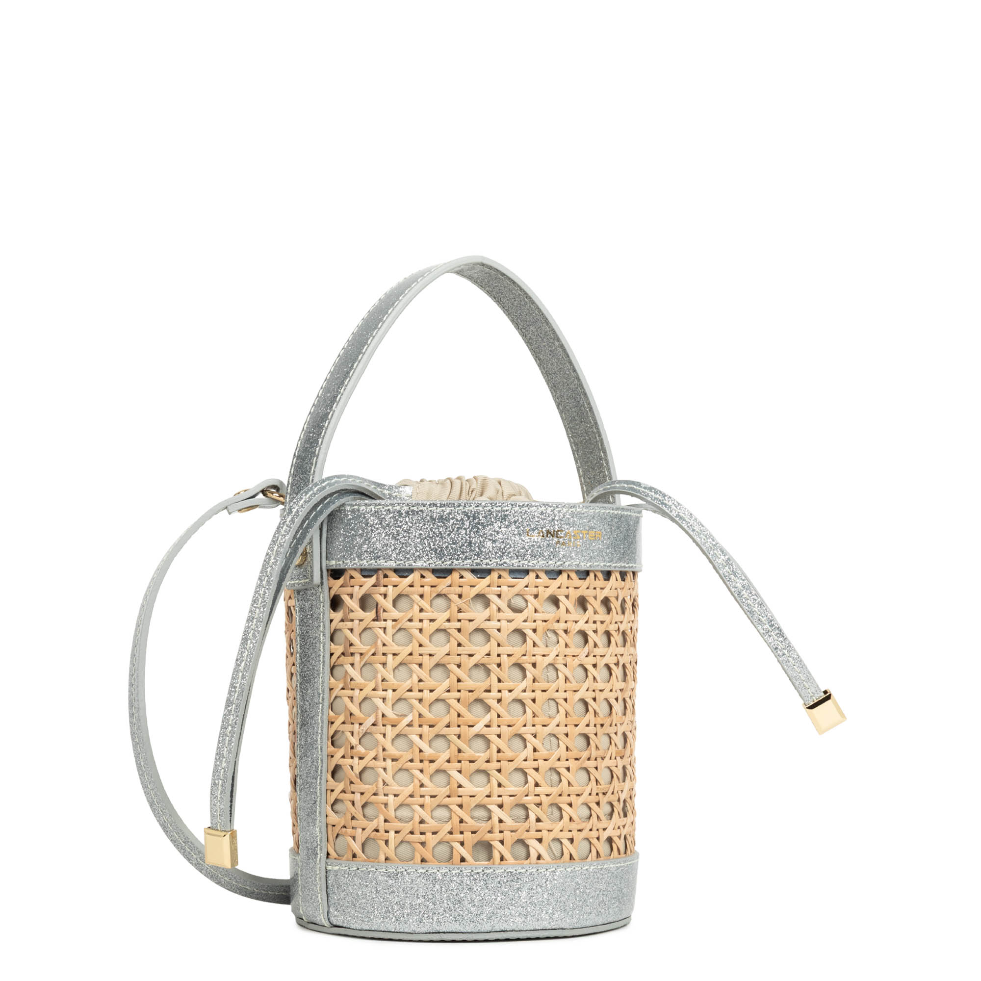Lancaster Sacs à main Petit sac seau - Cannage Rotin femme argent ...