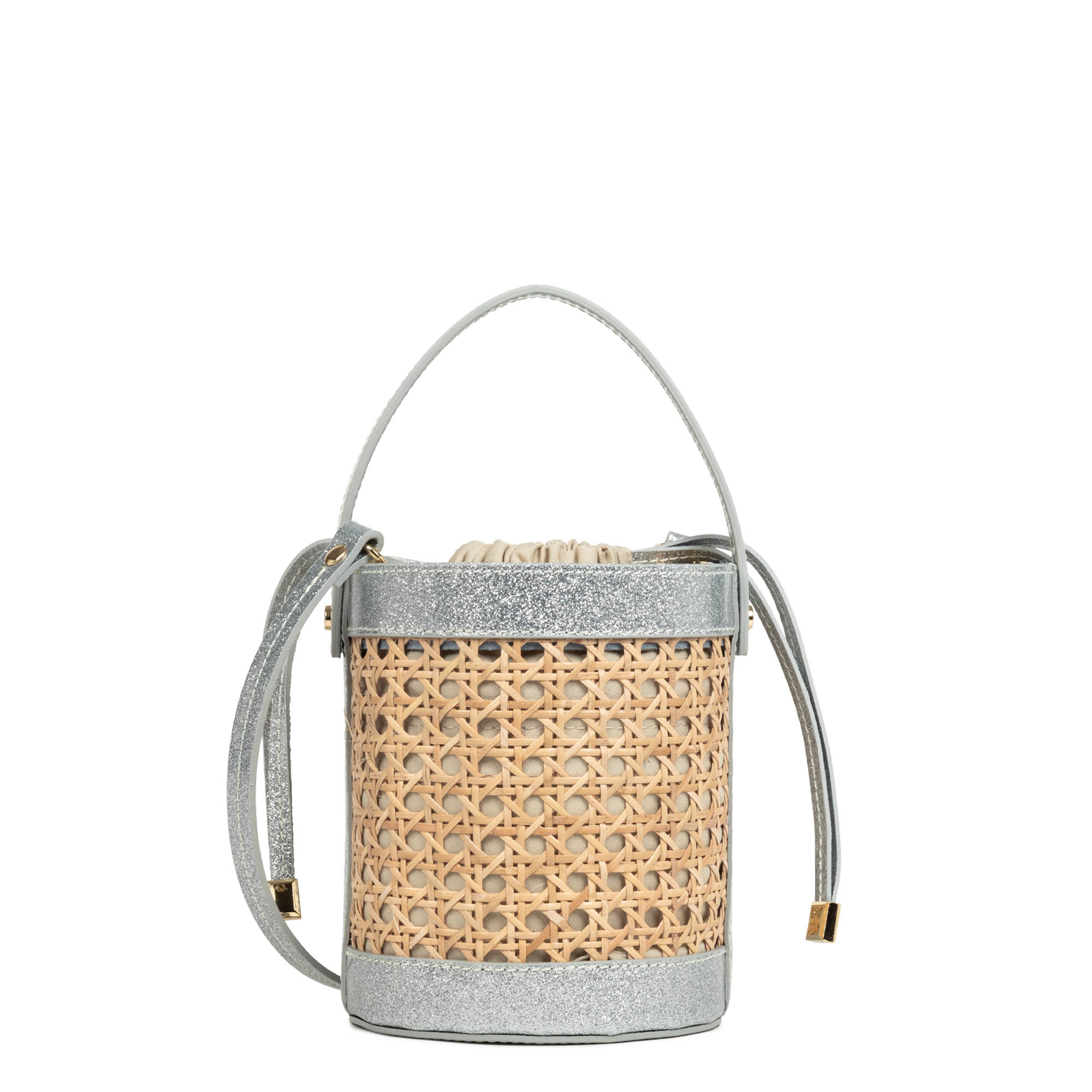 Lancaster Sacs à main Petit sac seau - Cannage Rotin femme argent ...