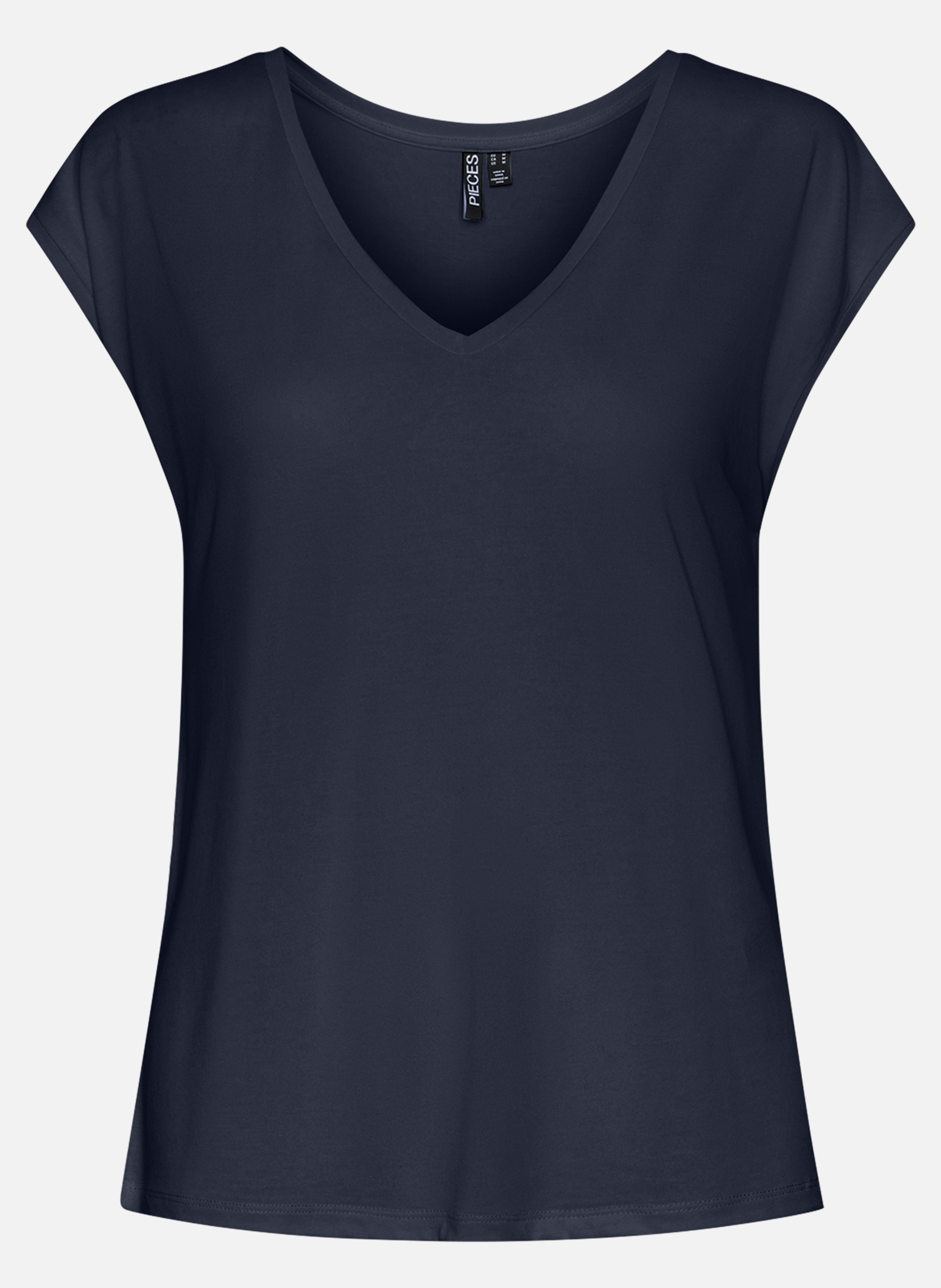 Pieces Tee-shirts manches courtes T-shirt bleu marine uni avec un col v ...
