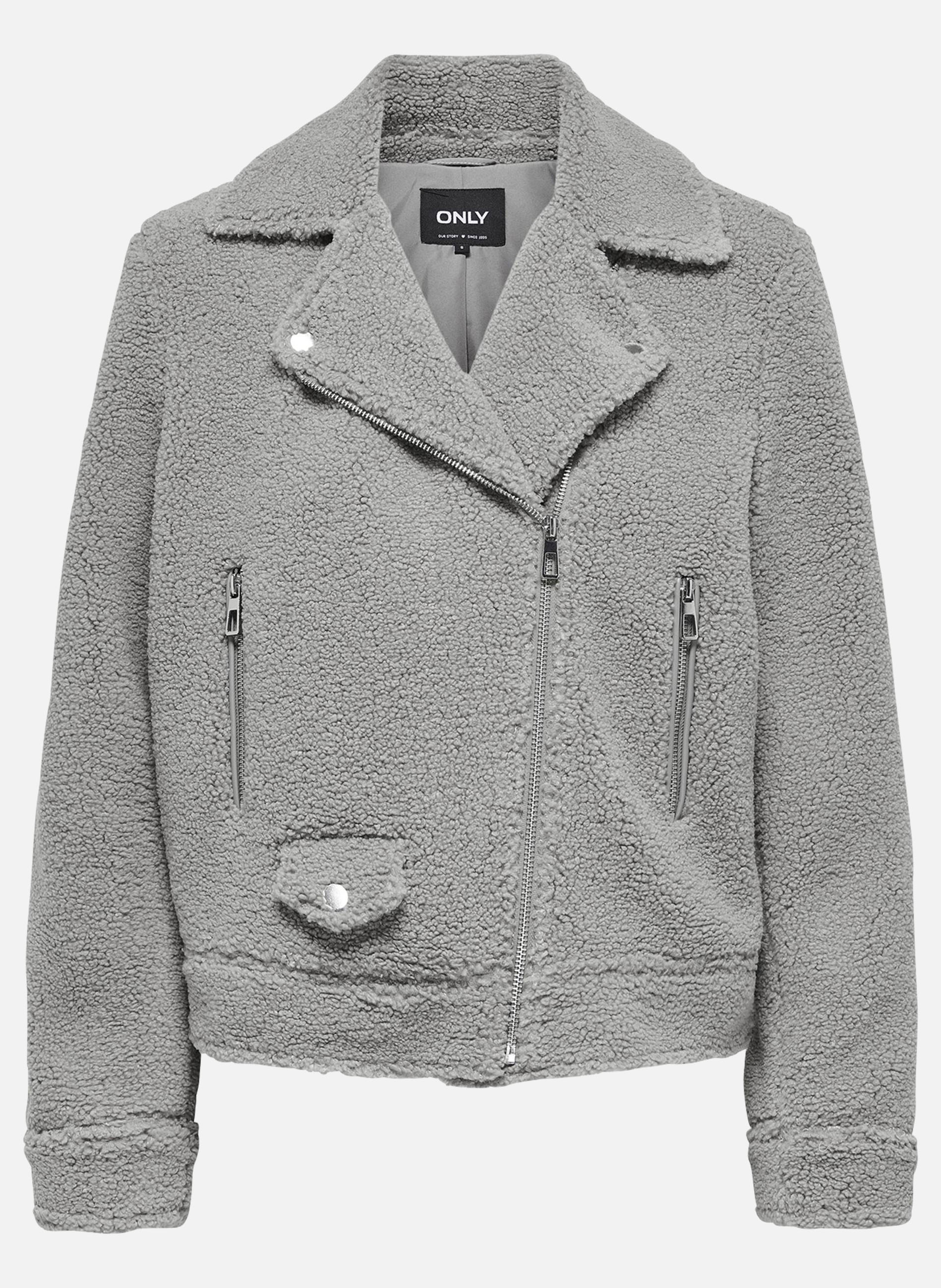 ONLY Vestes Veste perfecto grise unie avec une fermeture zippée et une ...