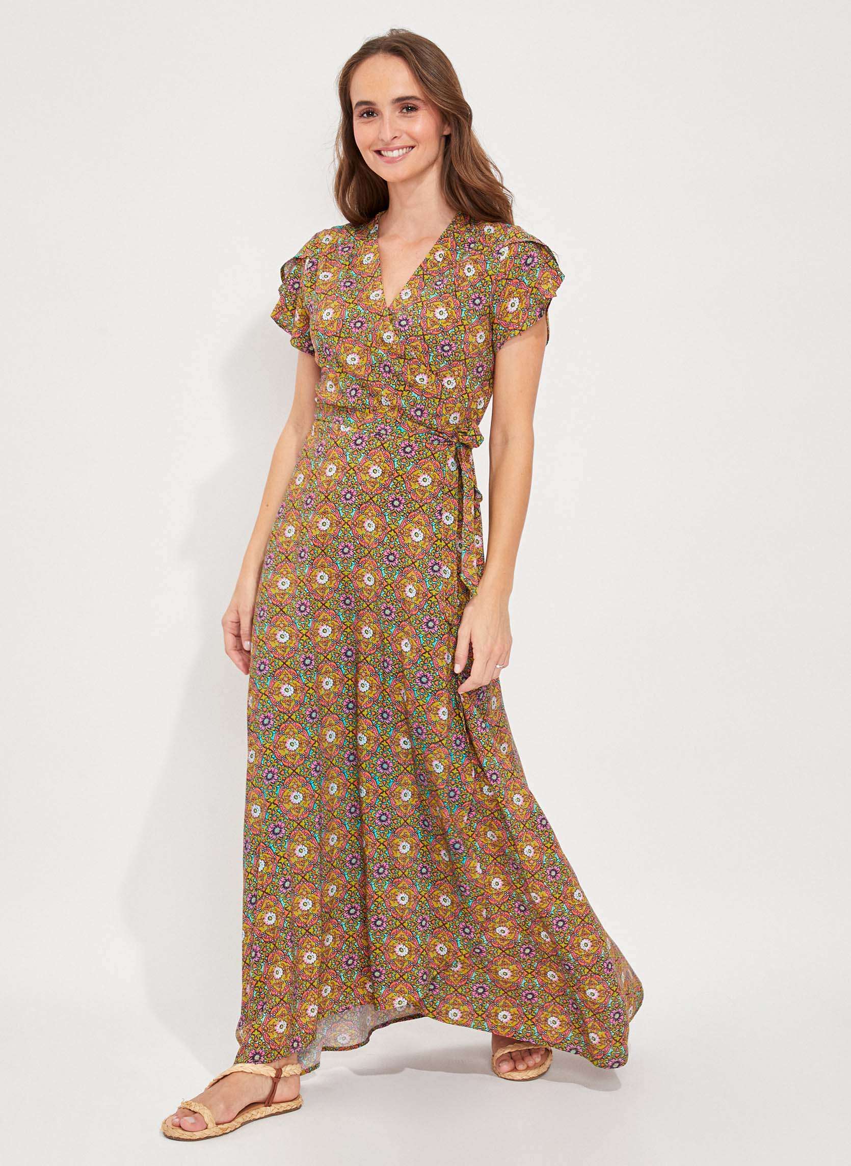 La Fiancée Robes Robe longue cache-coeur ecovero ELEZA marron | Sarenza ...