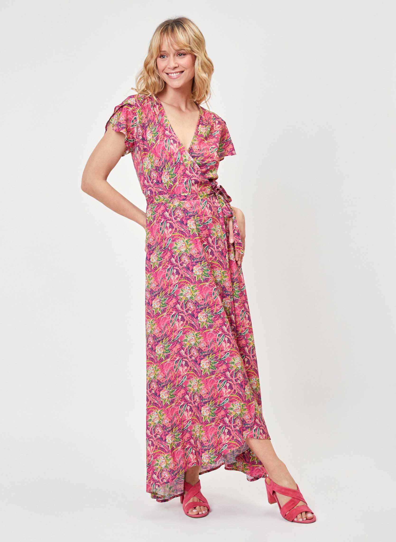 La Fiancée Robes Robe longue cache-coeur ecovero ELEZA violet | Sarenza ...