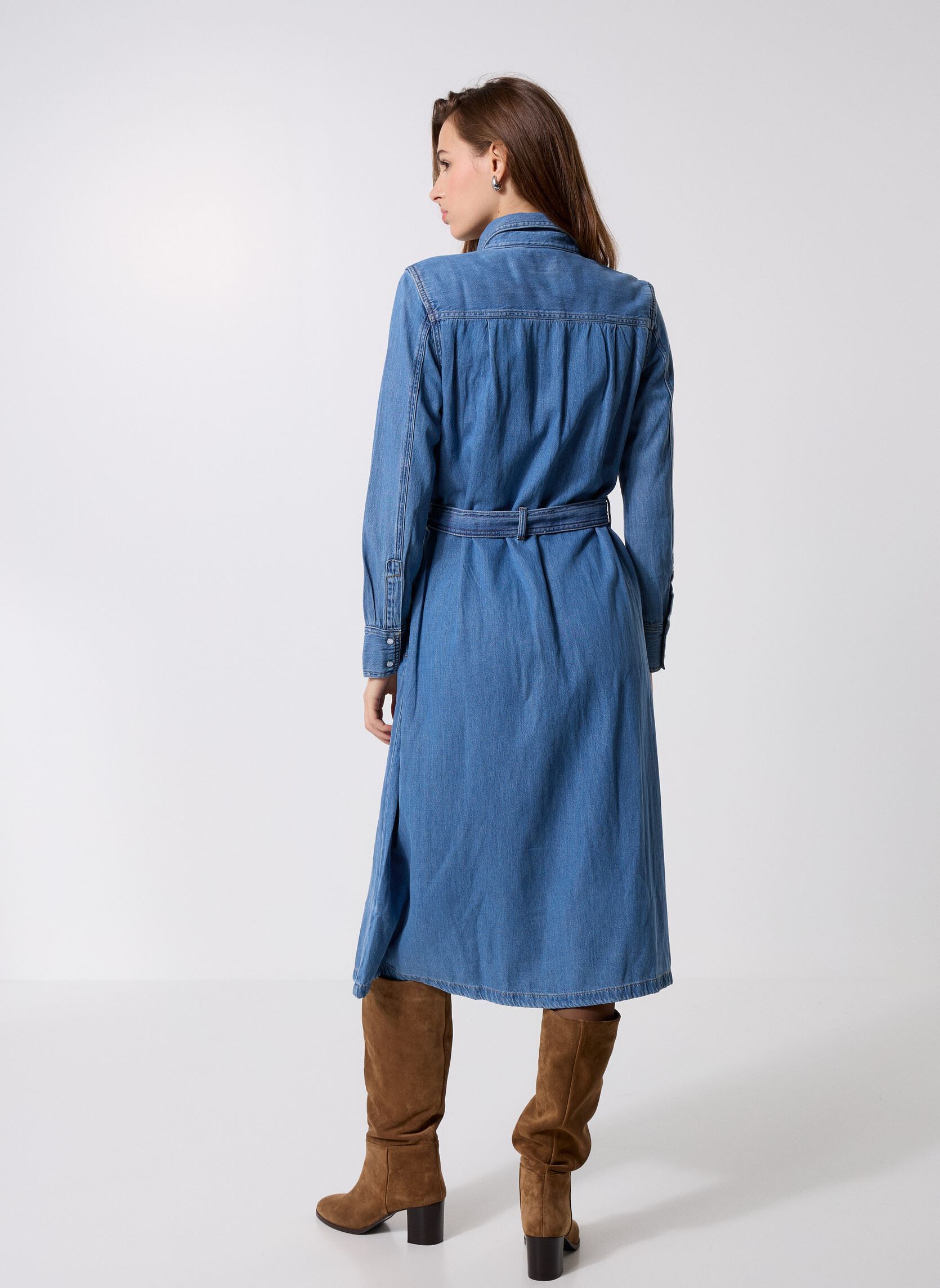 Levi's Lange Kleider QUINCEY LS MAXI DRESS MED INDIGO - FLAT damen blau ...